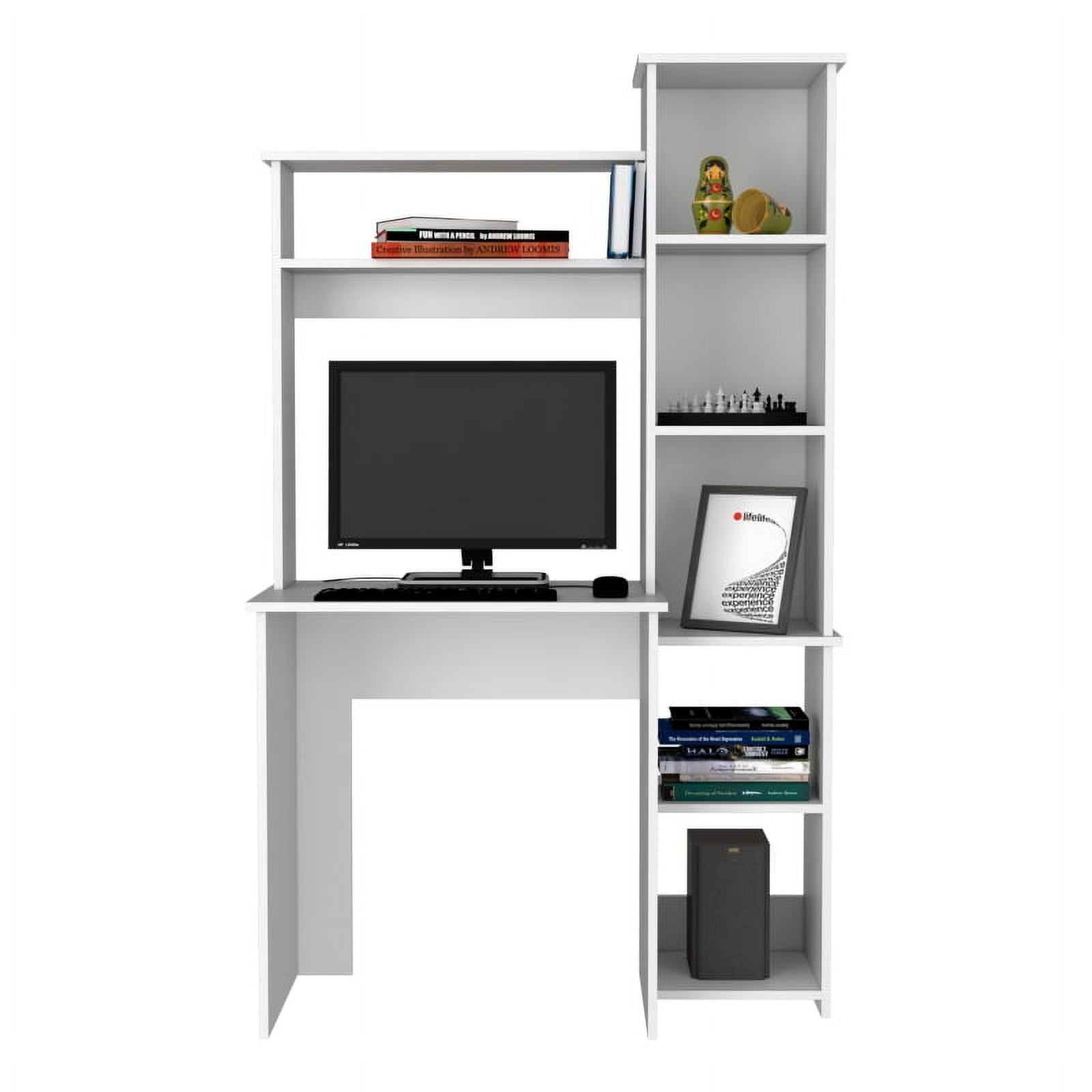 Versalles Writintg Desk, Two Superior Shelves, Five Cubbies -Smokey Oak ...