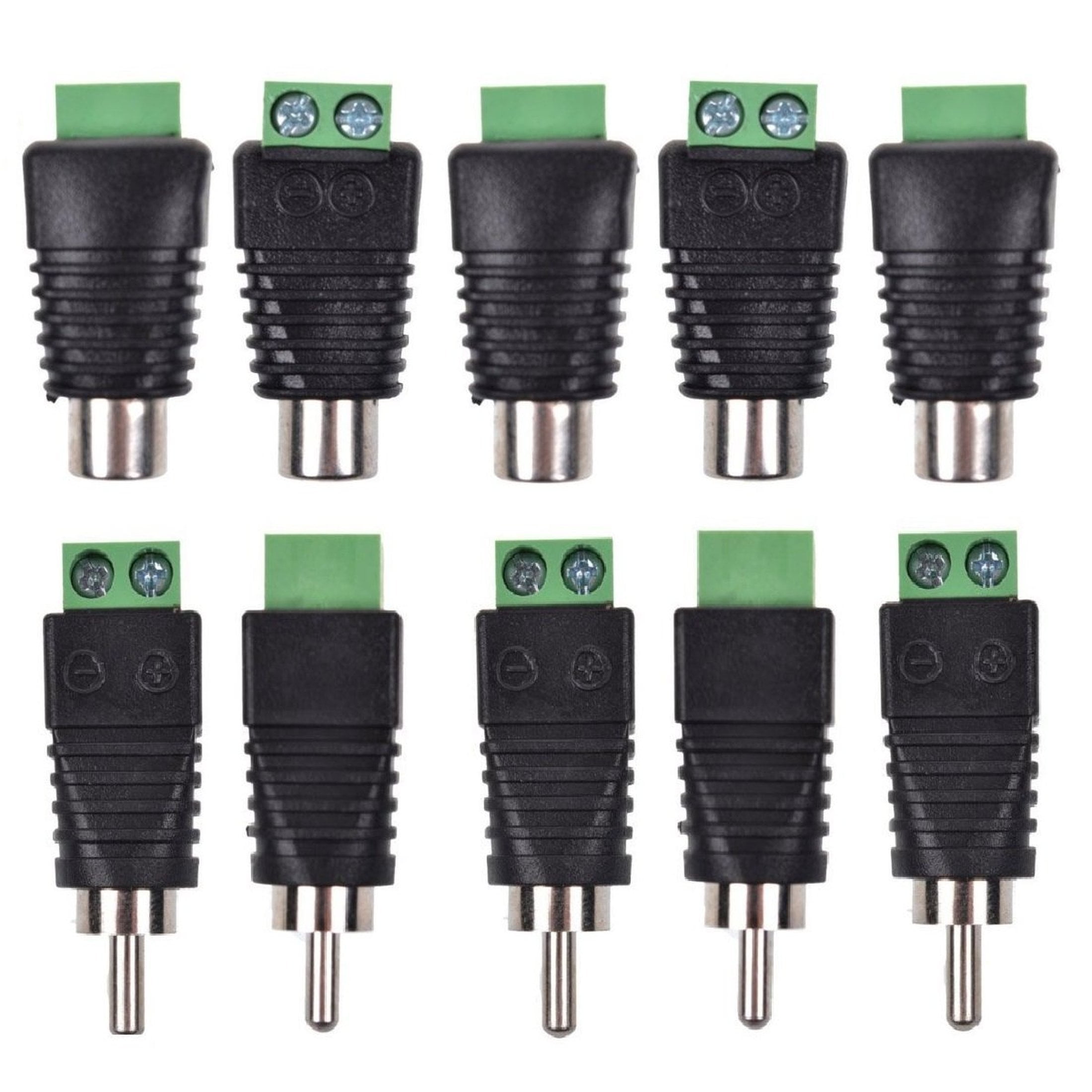 Versatile 10-Pack RCA Male Female AV Screw Terminal Connector Set ...