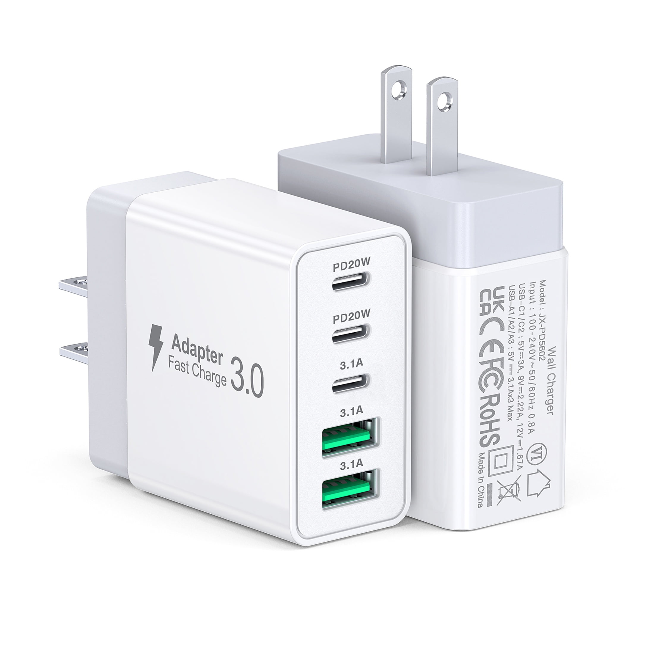 Versatile 2-Pack 50W USB C Charger Block for iPhone, iPad, Samsung ...