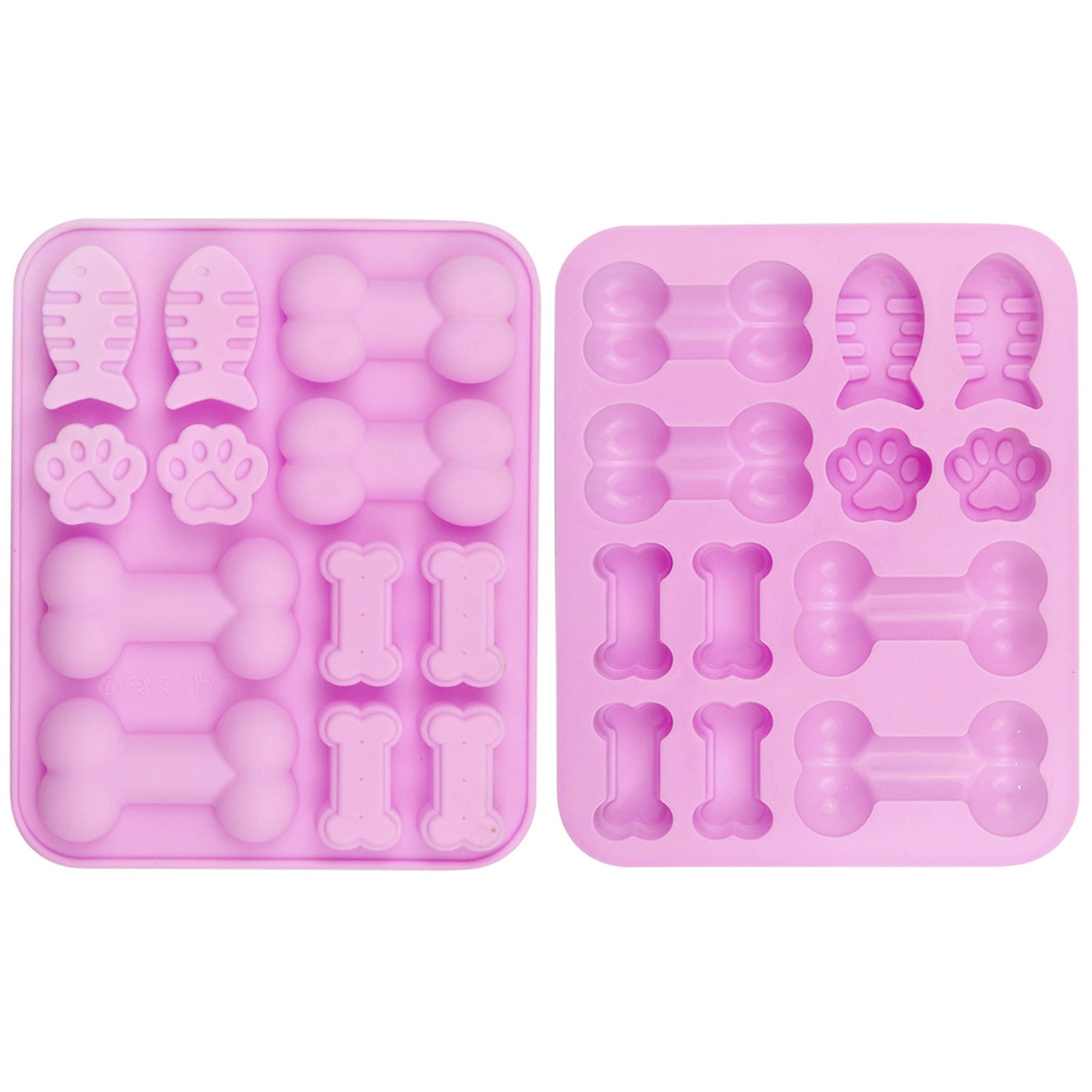 Versatile 2-Piece Silicone Mold Set 12 Cavities for Bones, Fish, Cat ...