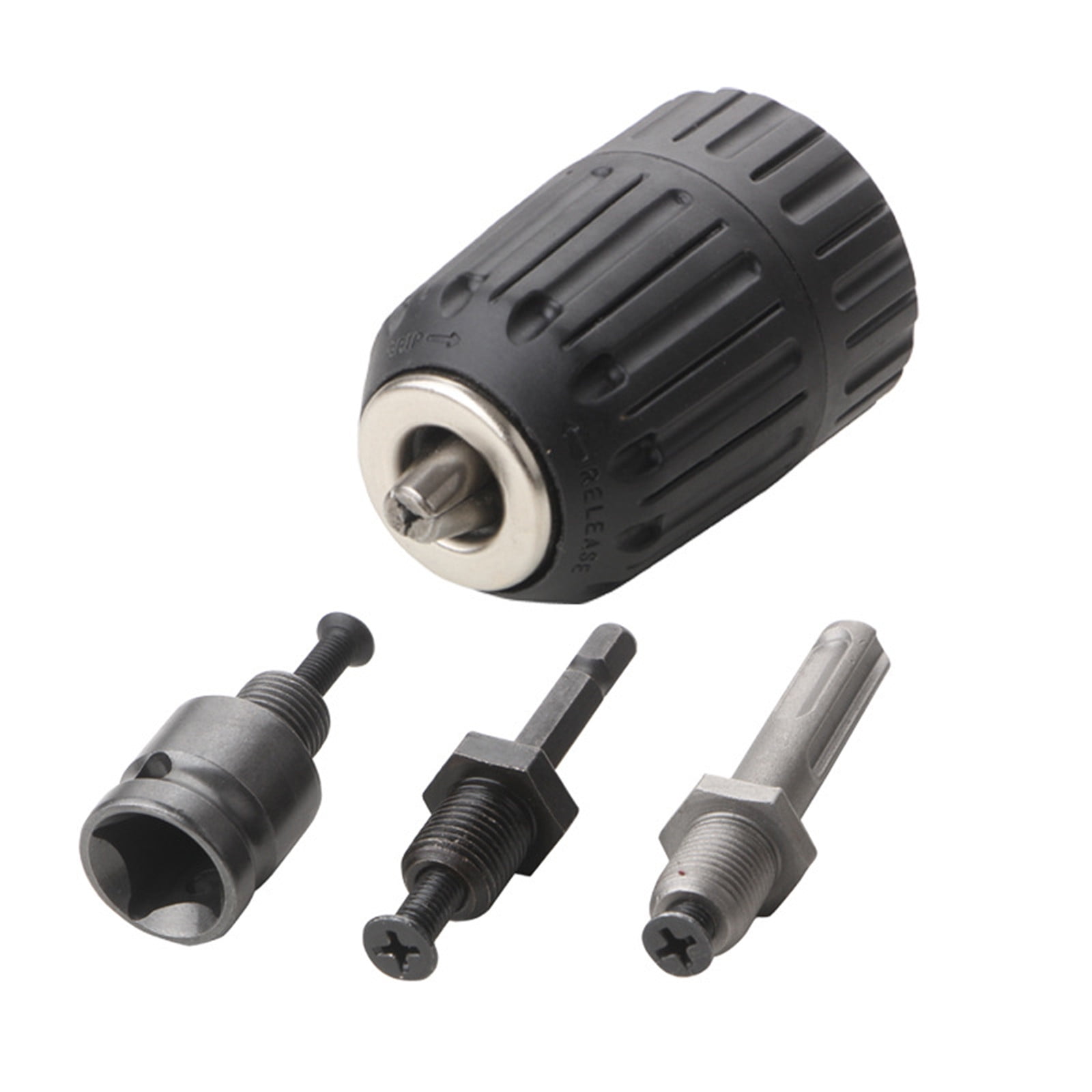 Versatile 3-Jaw Drill Chuck Adapter Set Securely Holds Round-Shank ...