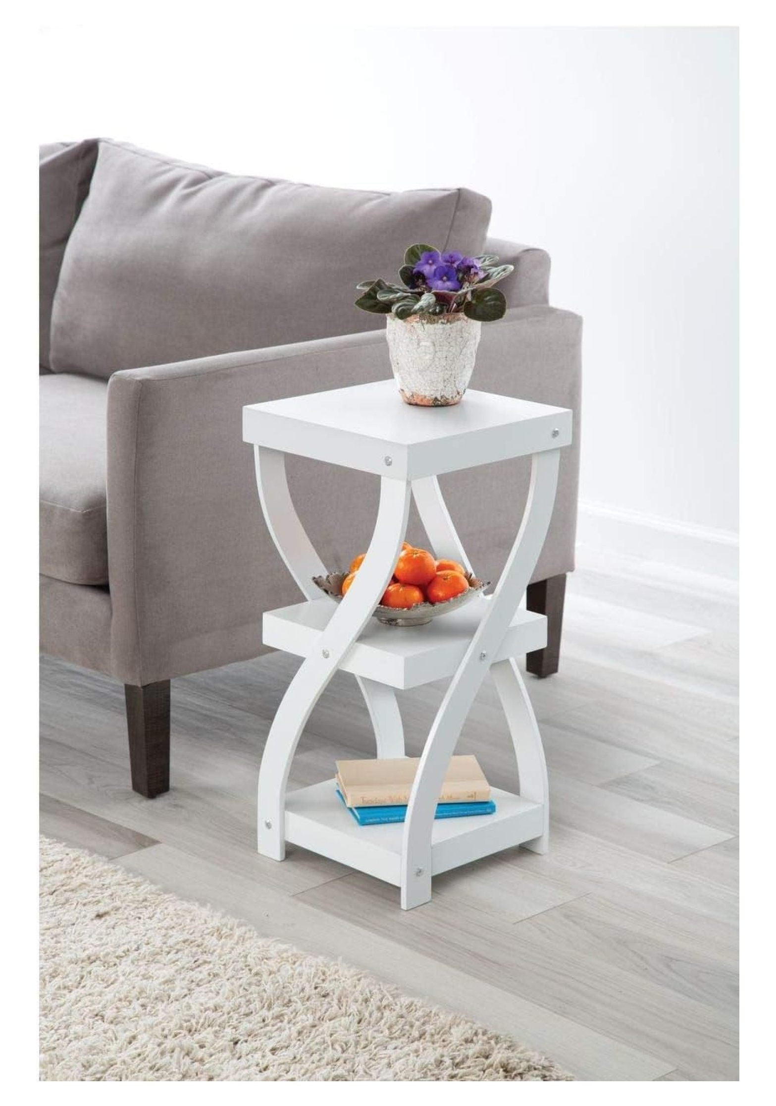 Versatile 3 Tier Wooden White Twisted Design Accent Table - Walmart.com