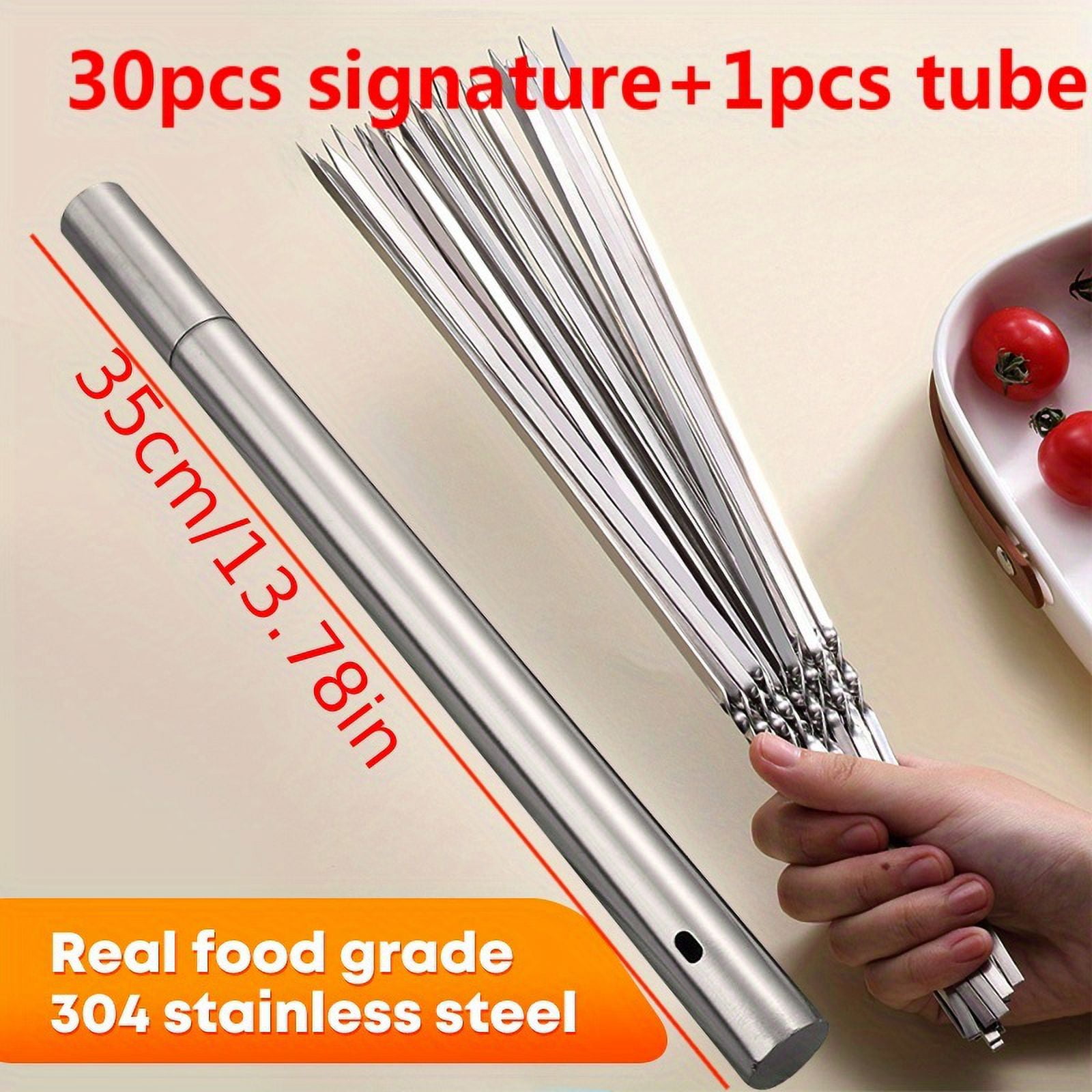 Versatile 30/50pcs Metal BBQ Skewers with Storage Tube: All-Weather ...