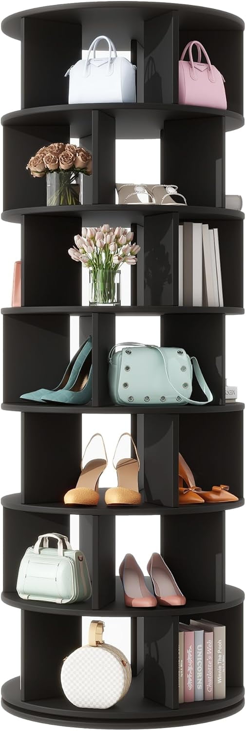 Versatile 360° Rotating Shoe Rack Tower, 7-Tier Organizer with ...