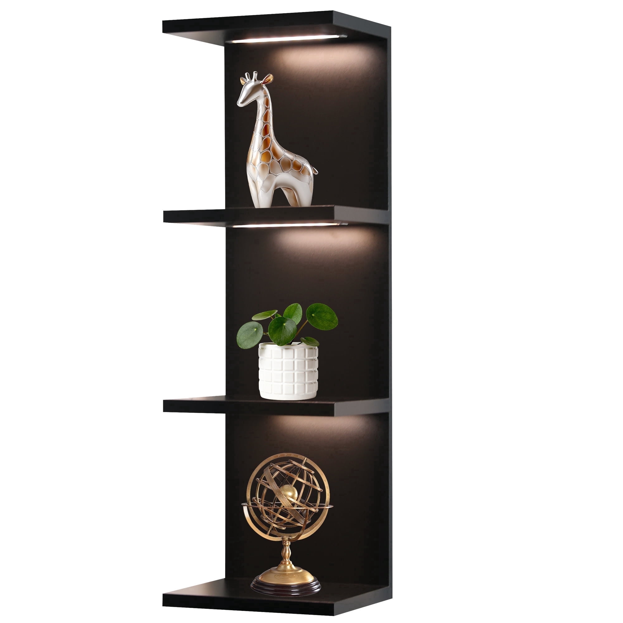 Versatile 4 Tier Wall Shelf Unit,Black Lack Wall Shelf,Display Floating ...