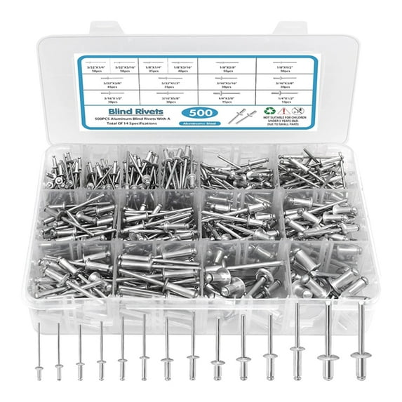 Versatile 500pcs Rivets Set with Washers Heavy Duty Rivets Collection ...