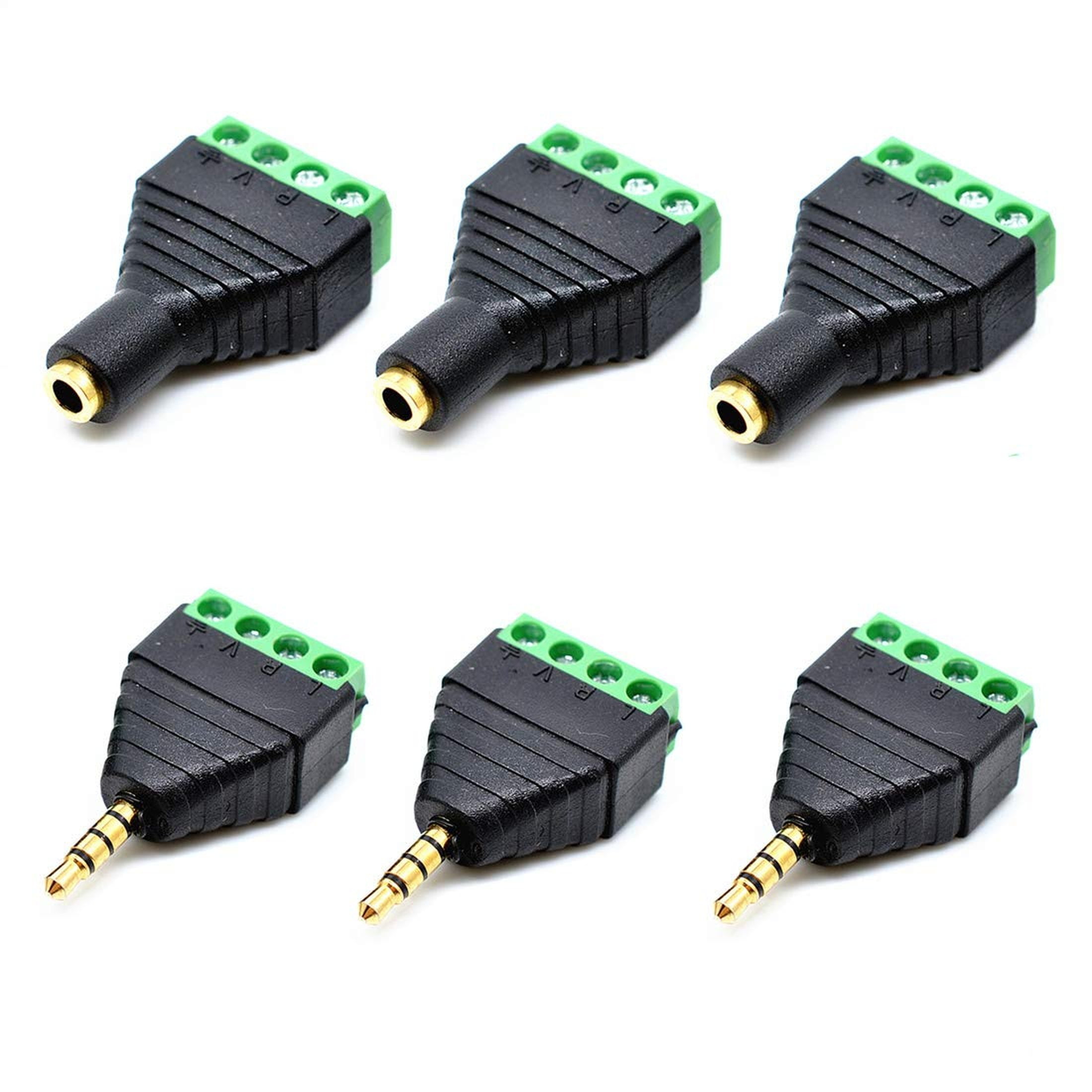 Terminal Block Connector Trs Jack Female Solder 3.5mm Stereo TRS Male ...