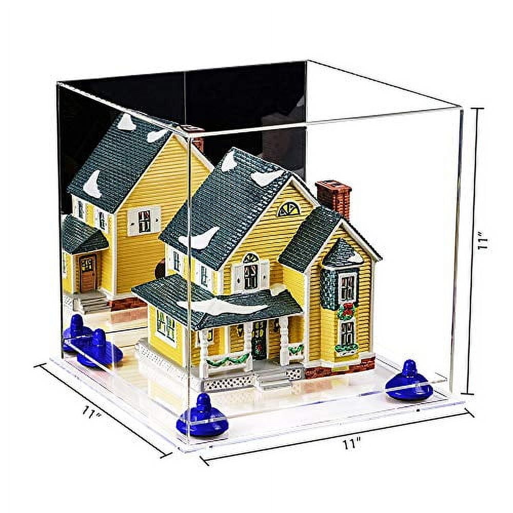 Versatile Acrylic Display Case - Medium Square Box with Mirror, Dark ...