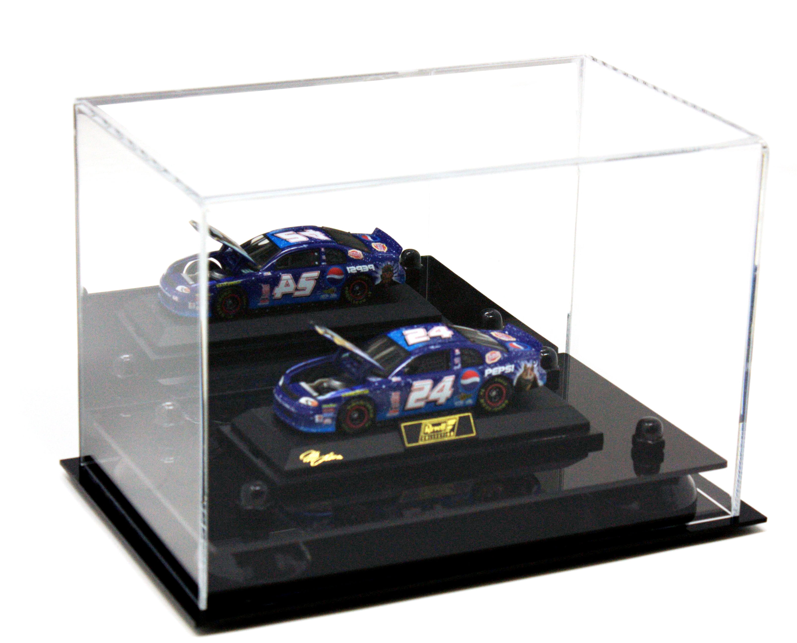 Versatile Acrylic Display Case - Small Rectangle Box with Black Risers ...