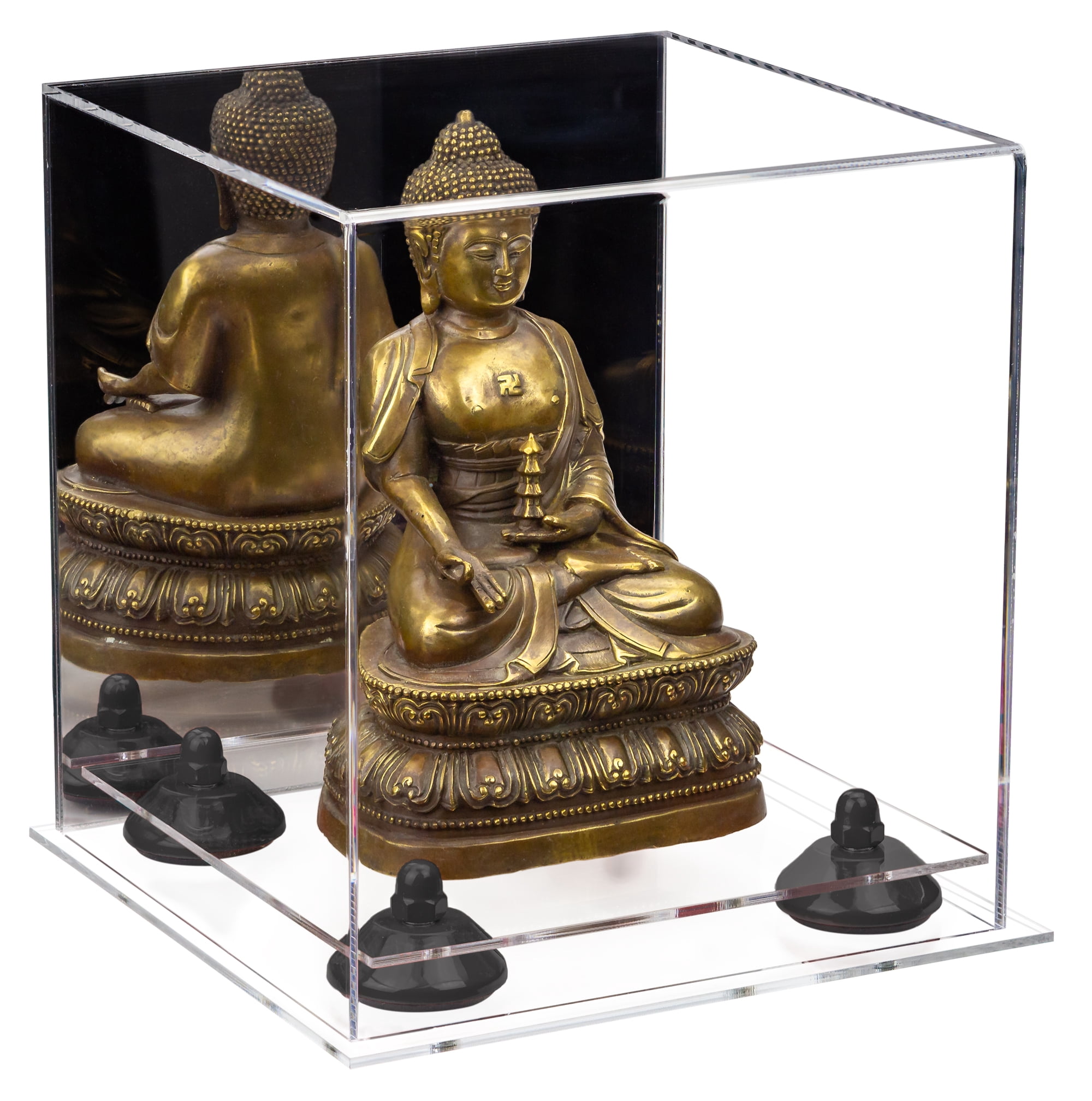 Versatile Acrylic Display Case - Small Rectangle Box with Mirror, Black ...