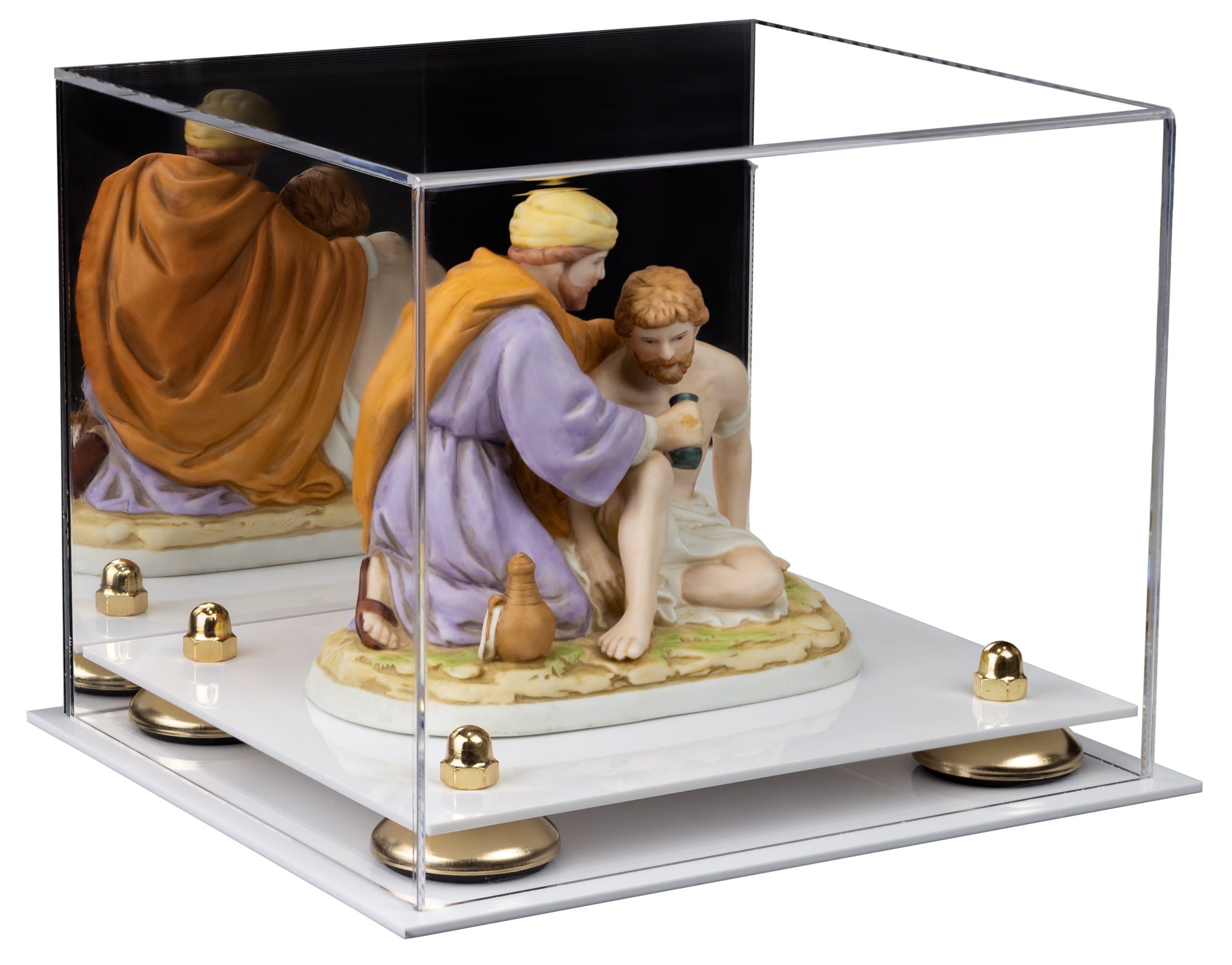 Versatile Acrylic Display Case - Small Rectangle Box with Mirror, Gold ...