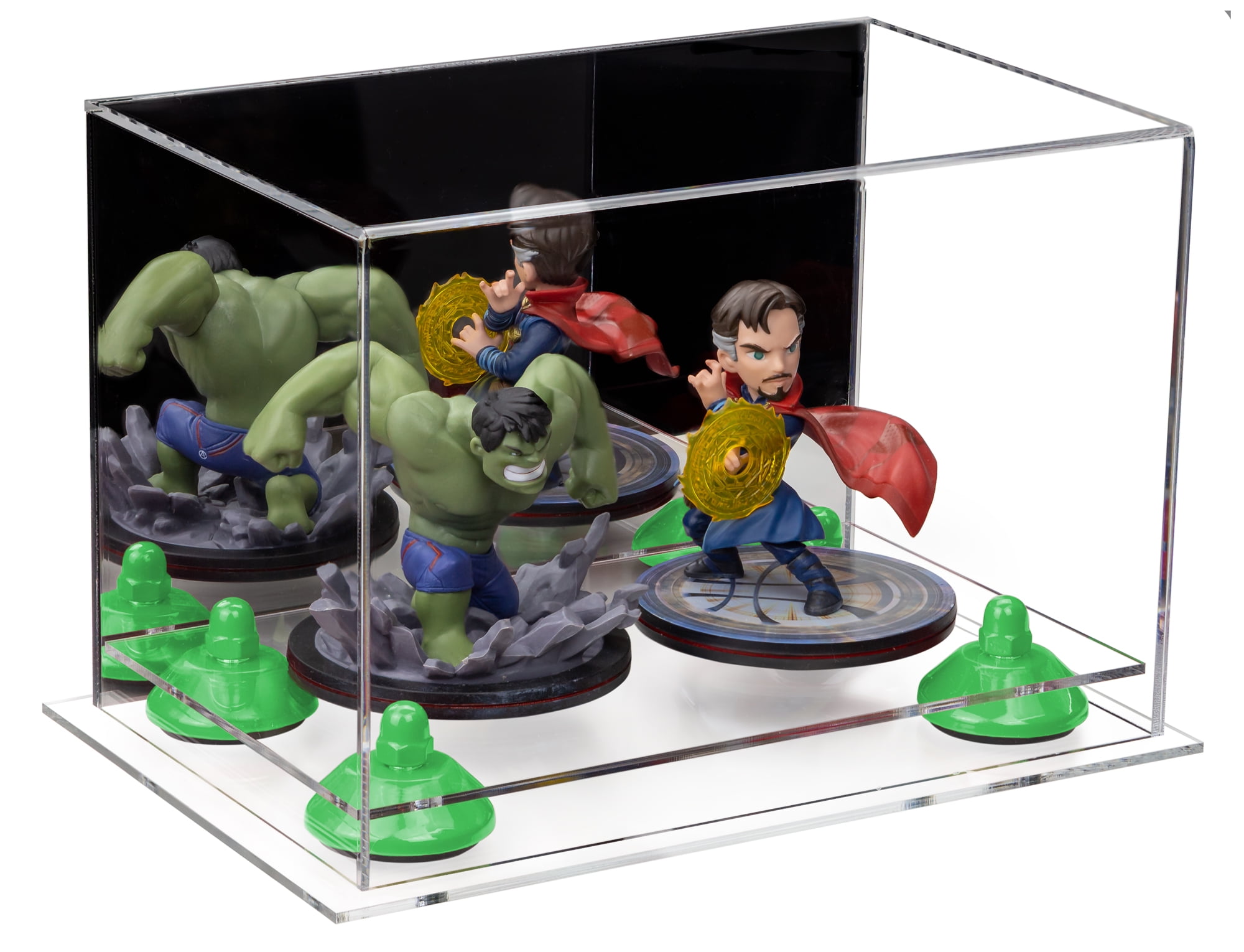 Versatile Acrylic Display Case - Small Rectangle Box with Mirror, Green ...