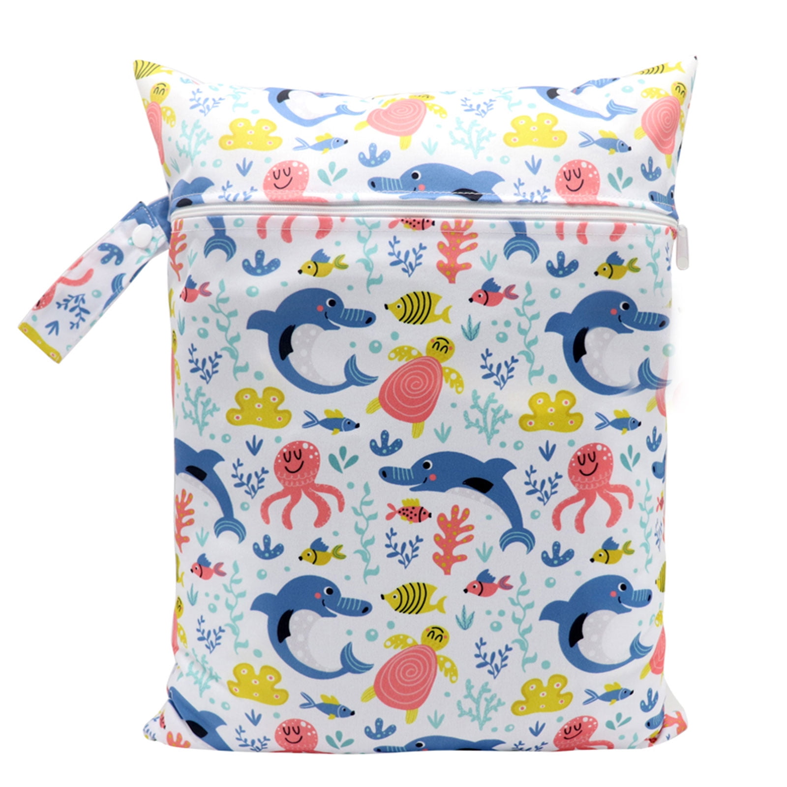 Versatile Baby Diaper Bag Cartoon Print Wet Dry Nappy Zipper Handbag ...