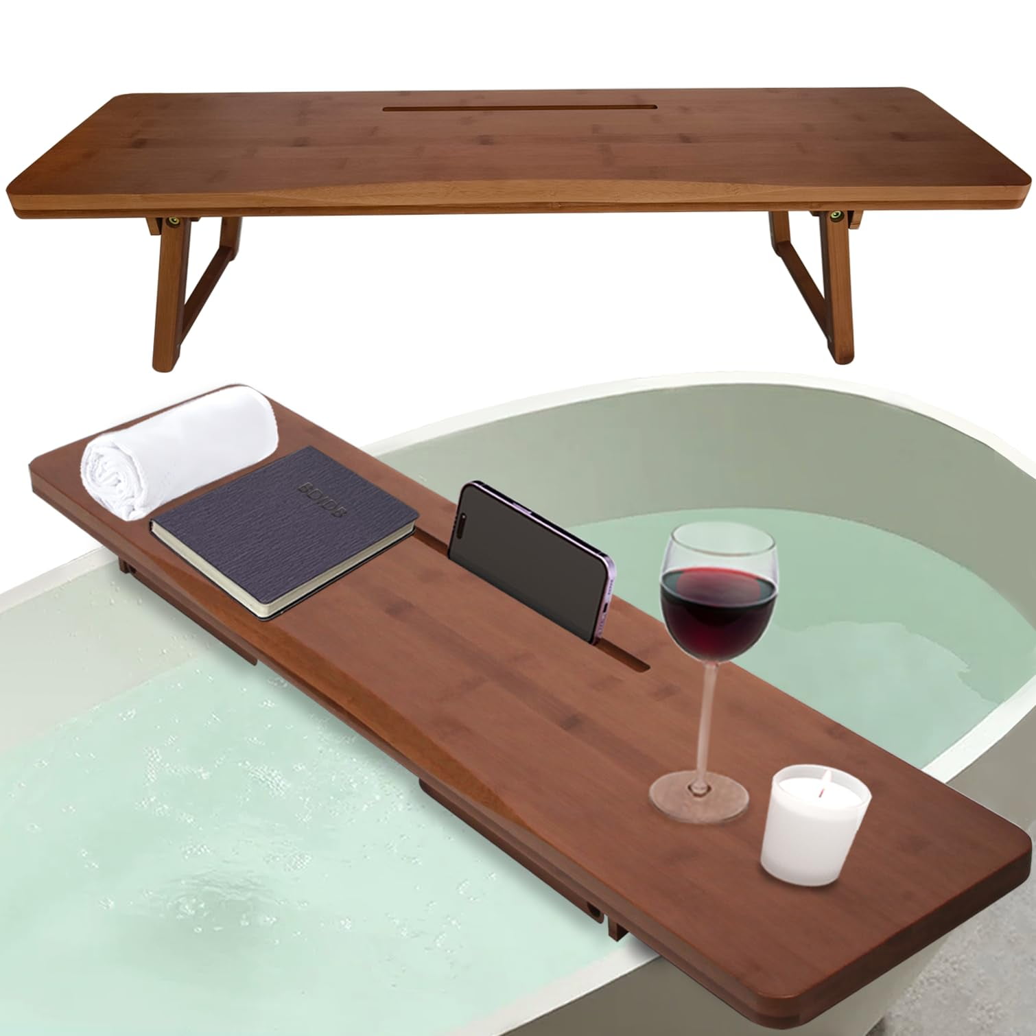 Versatile Bathtub Caddy and Breakfast Tray with Adjustable and Foldable ...