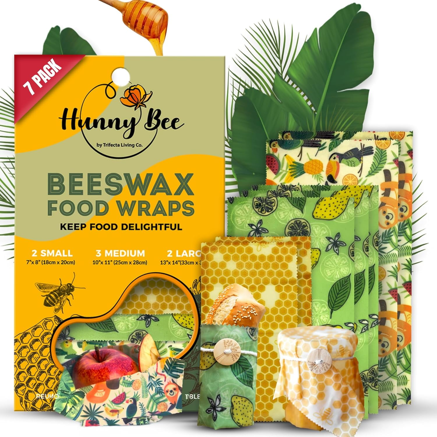 Versatile Beeswax Wraps,Set of 7-Fresh Food Keeper, Durable & Easily ...