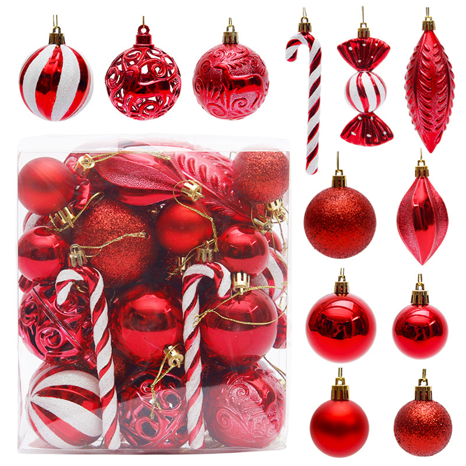 Versatile Christmas Tree Balls Decor Set Plastic Baubles Ornaments for ...
