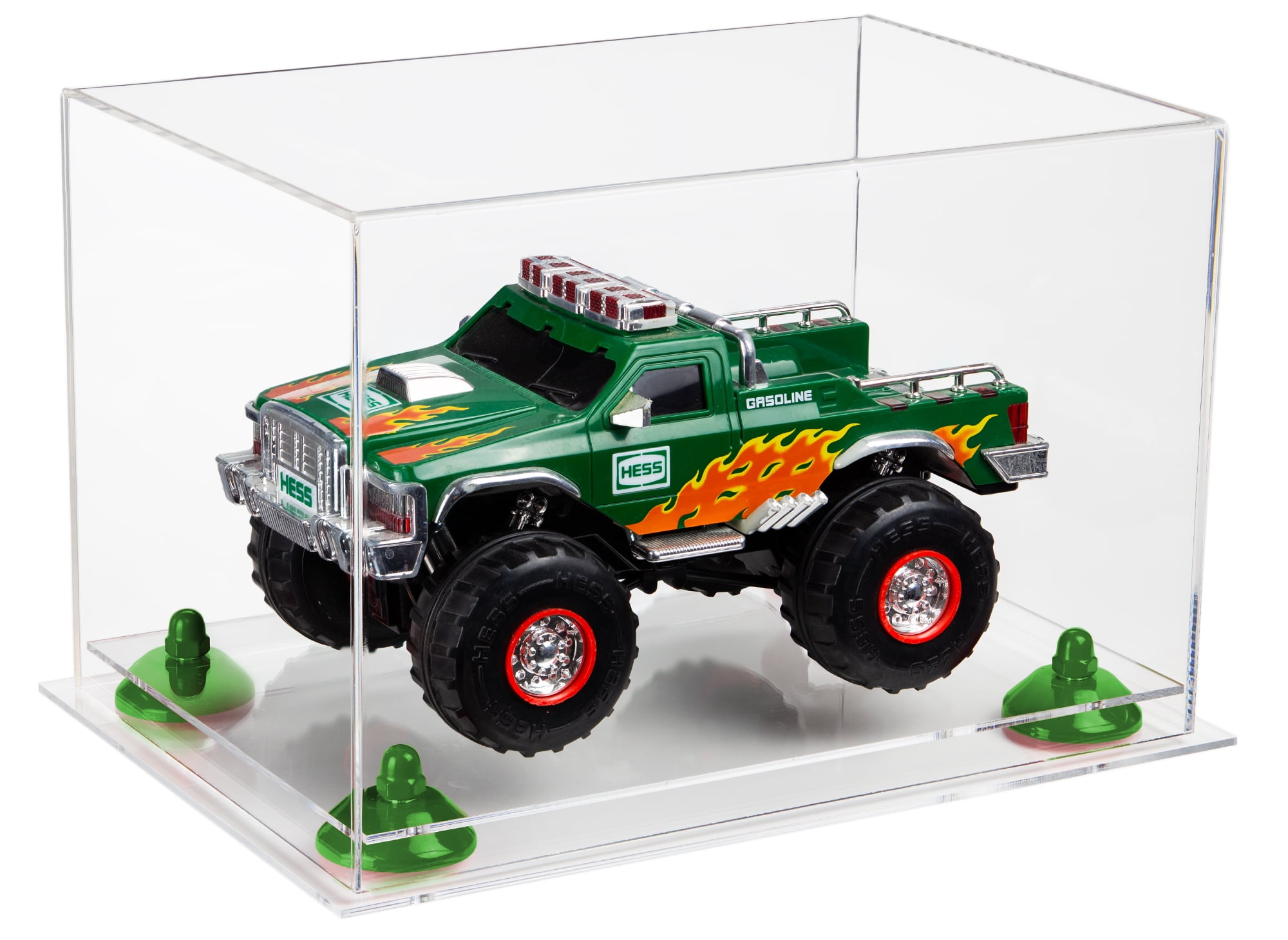 Versatile Clear Acrylic Display Case - Medium Rectangle Box with Green Risers and Clear Base 12 ...