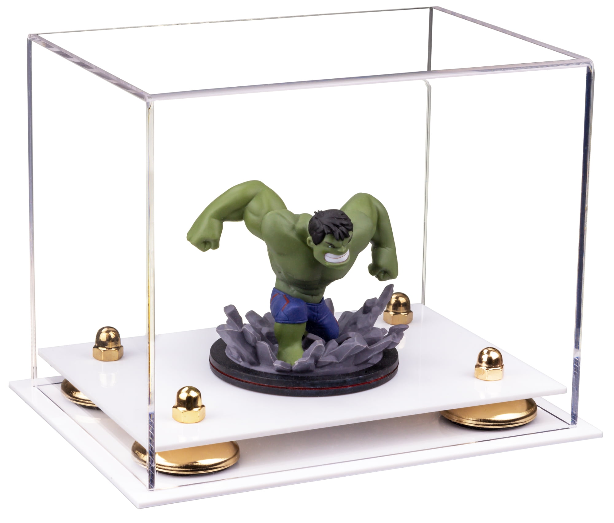 Versatile Clear Acrylic Display Case - Small Rectangle Box with Gold ...