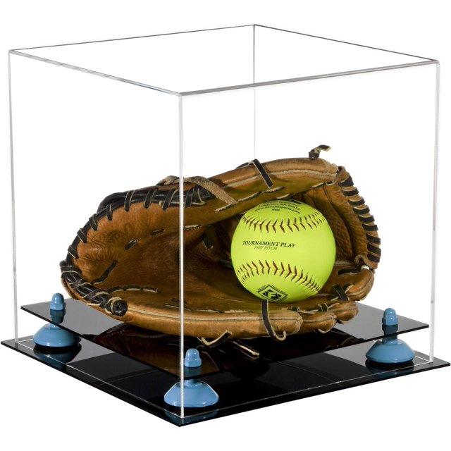 Versatile Clear Display Case - Medium Square Box with Light Blue Risers ...