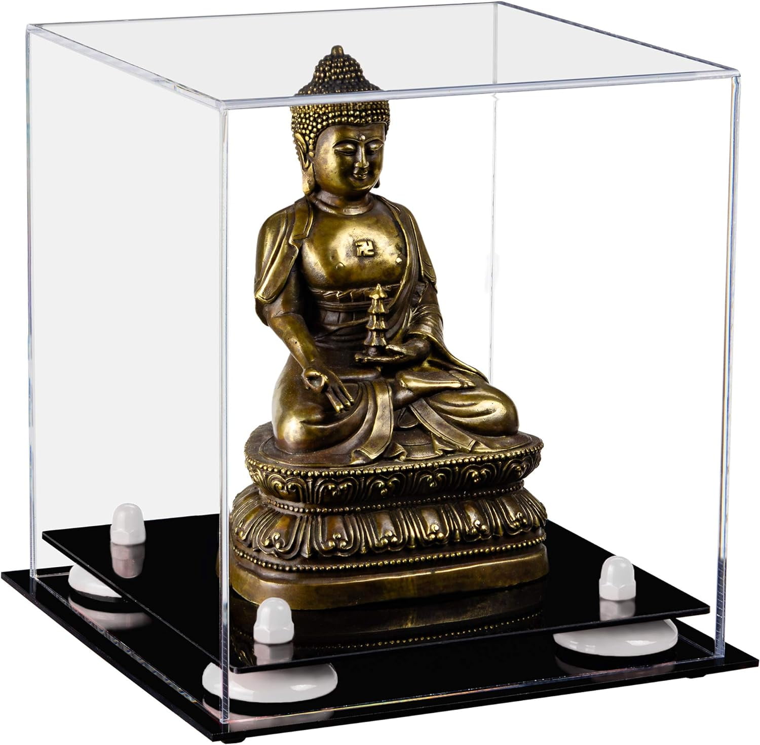 Versatile Clear Display Case - Small Rectangle Box with White Risers 8 ...