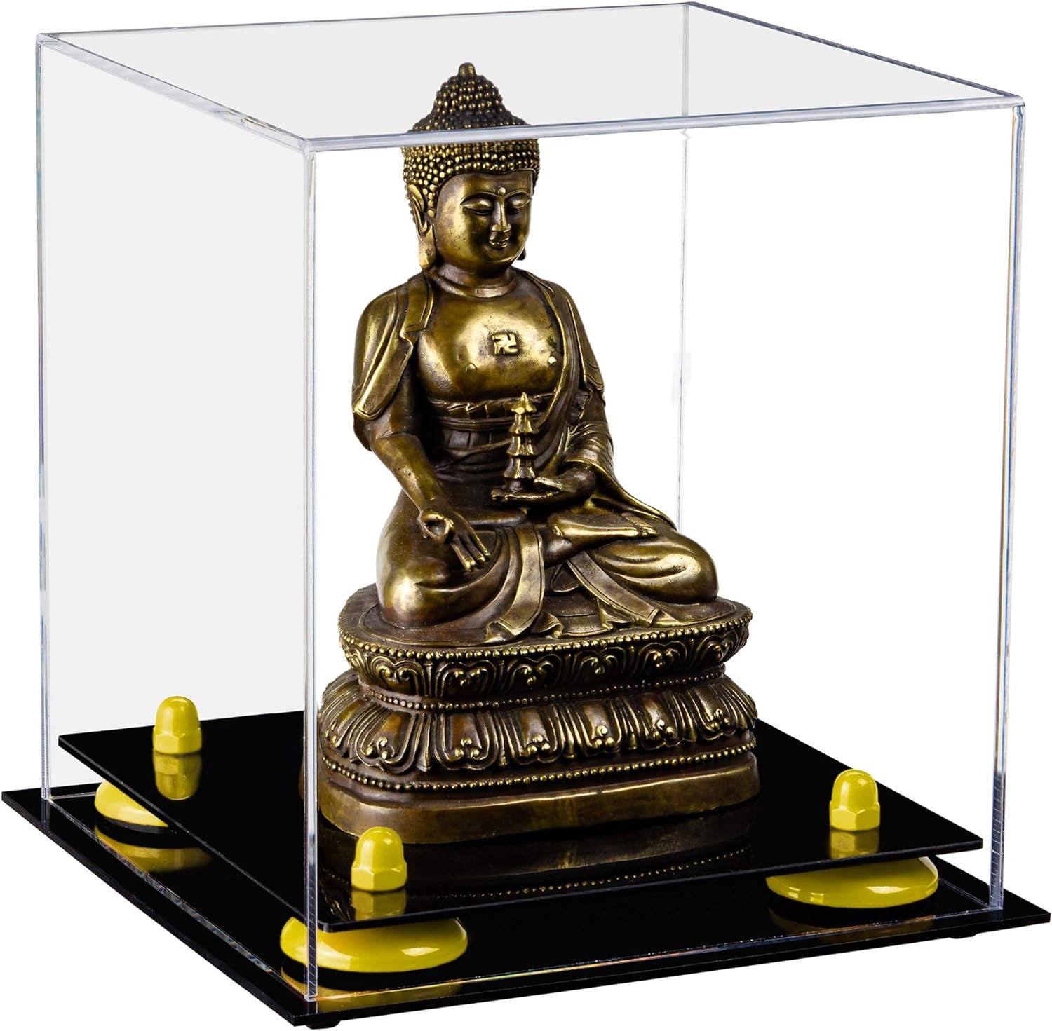 Versatile Clear Display Case - Small Rectangle Box with Yellow Risers 8 ...