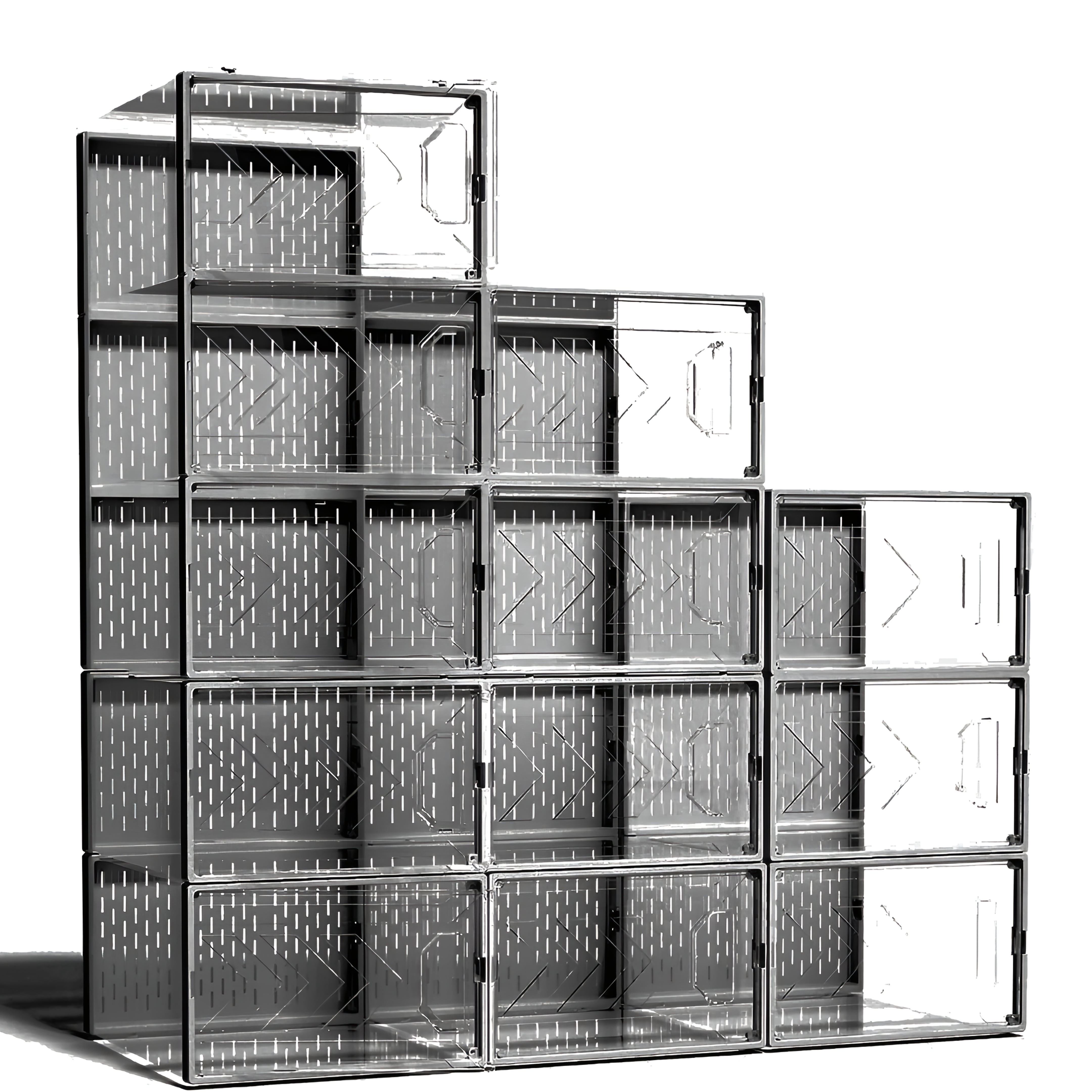 Versatile Clear Plastic Stackable Storage Boxes Set of 12 - Closet Shoe ...
