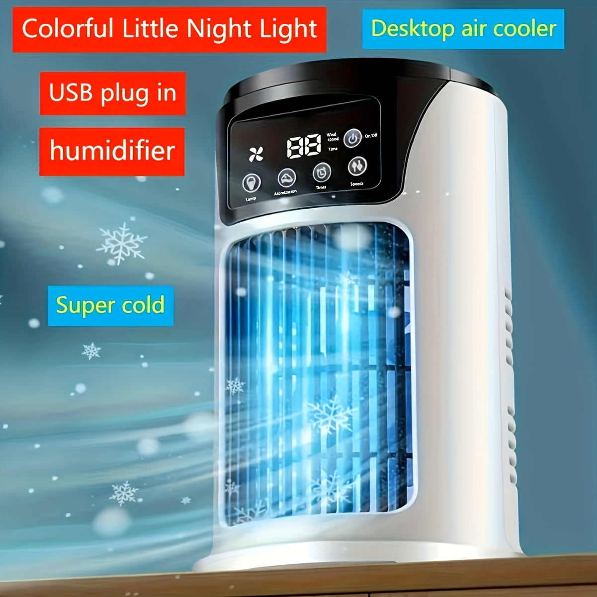 "Versatile Comfort" 3-in-1 Portable Air Conditioner, Humidifier & USB ...