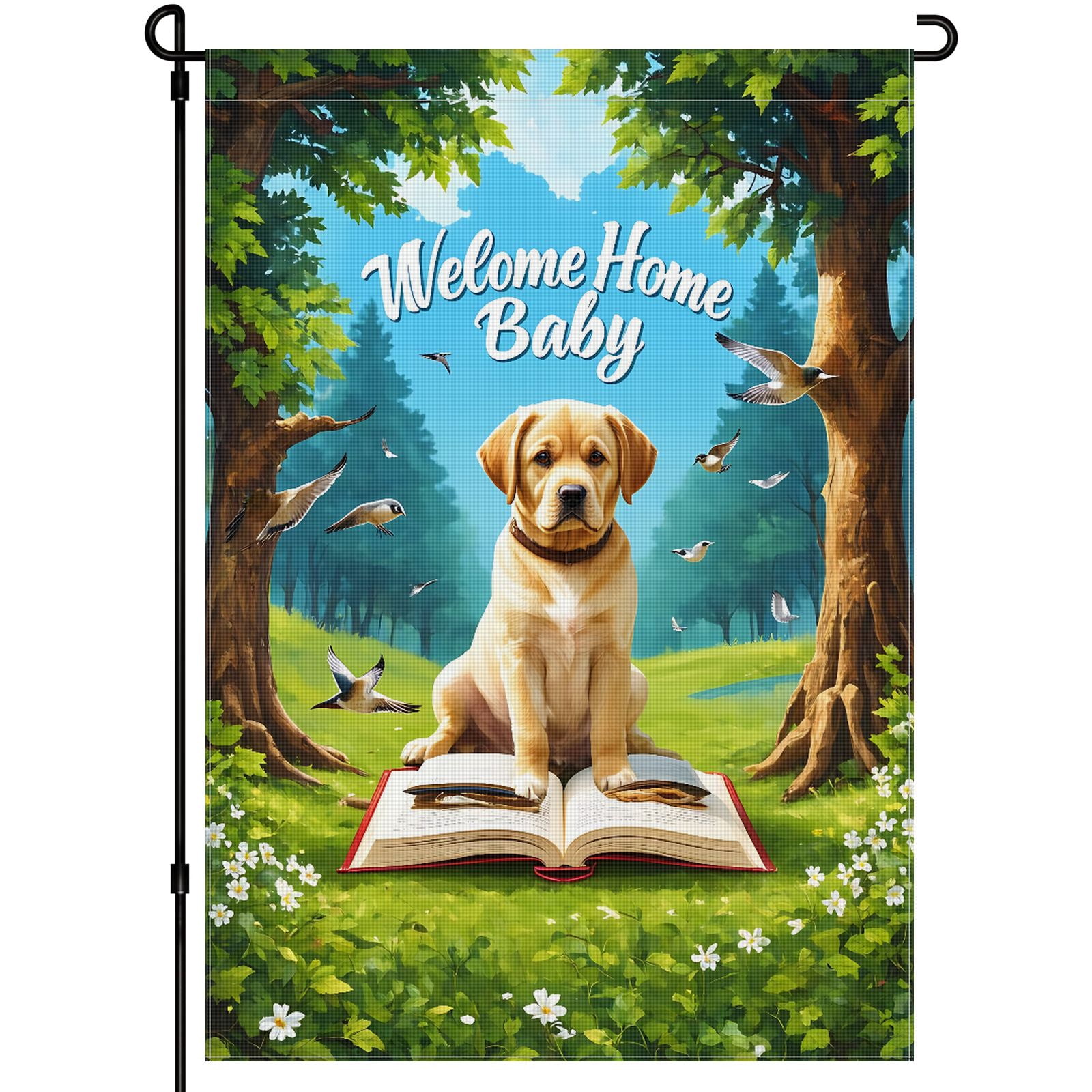 Versatile Cute Dog Face Cute Retriever House Flags Washable Golden ...
