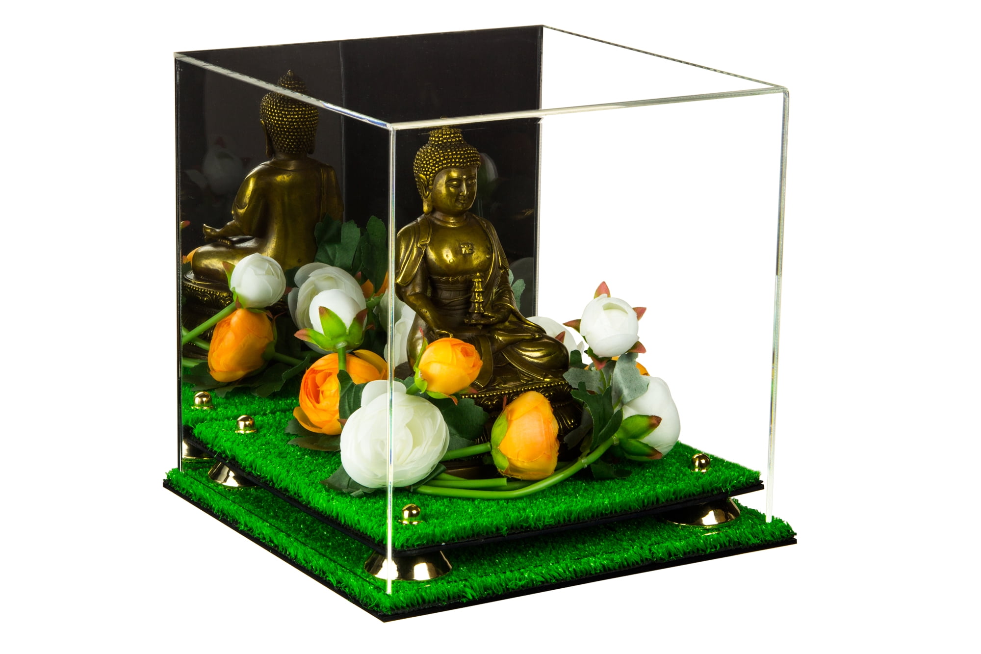 Versatile Deluxe Acrylic Display Case - Medium Square Box with Gold ...