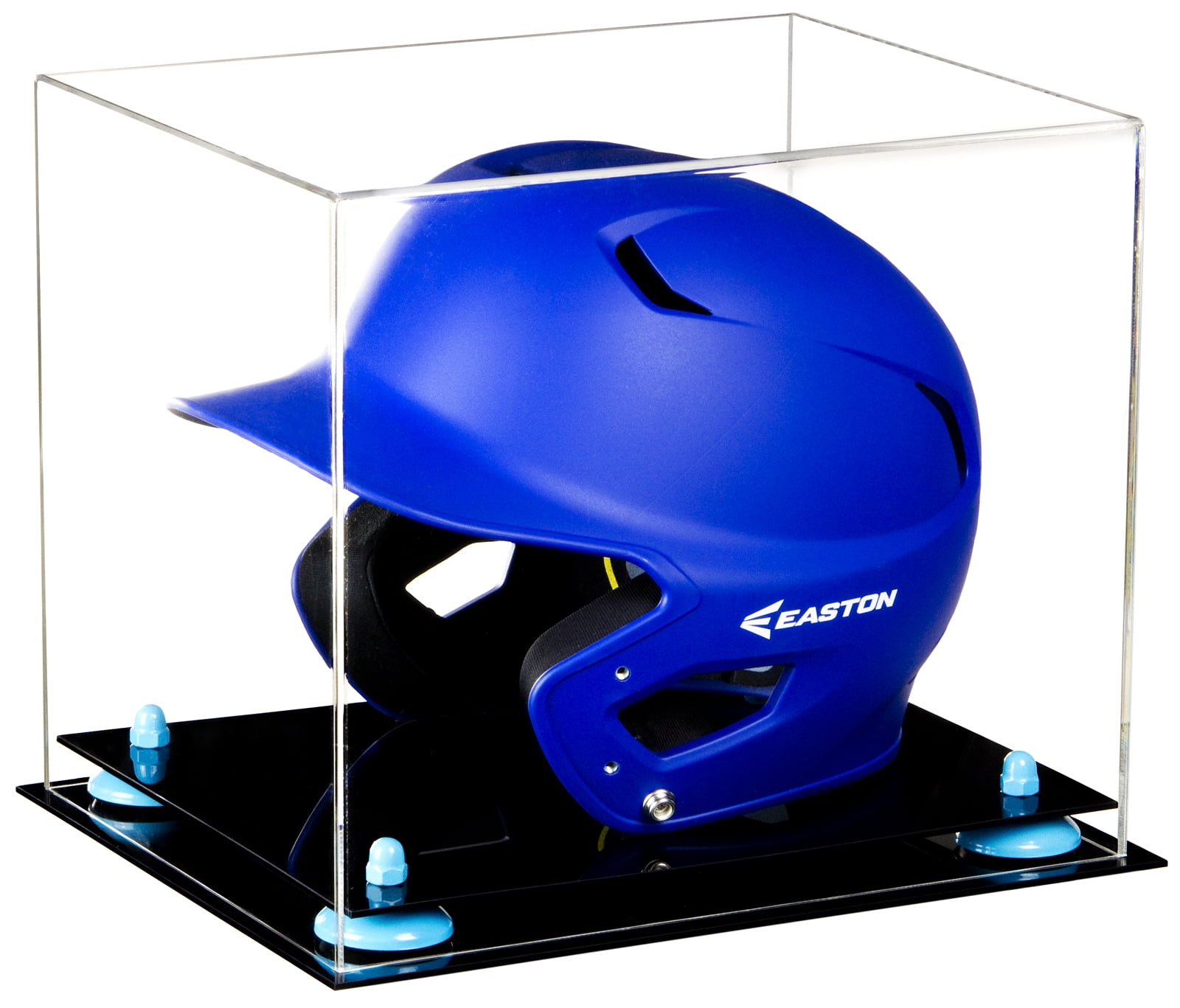 Versatile Deluxe Clear Acrylic Display Case - Medium Rectangle Box with Blue Risers 12.25" x 10 ...