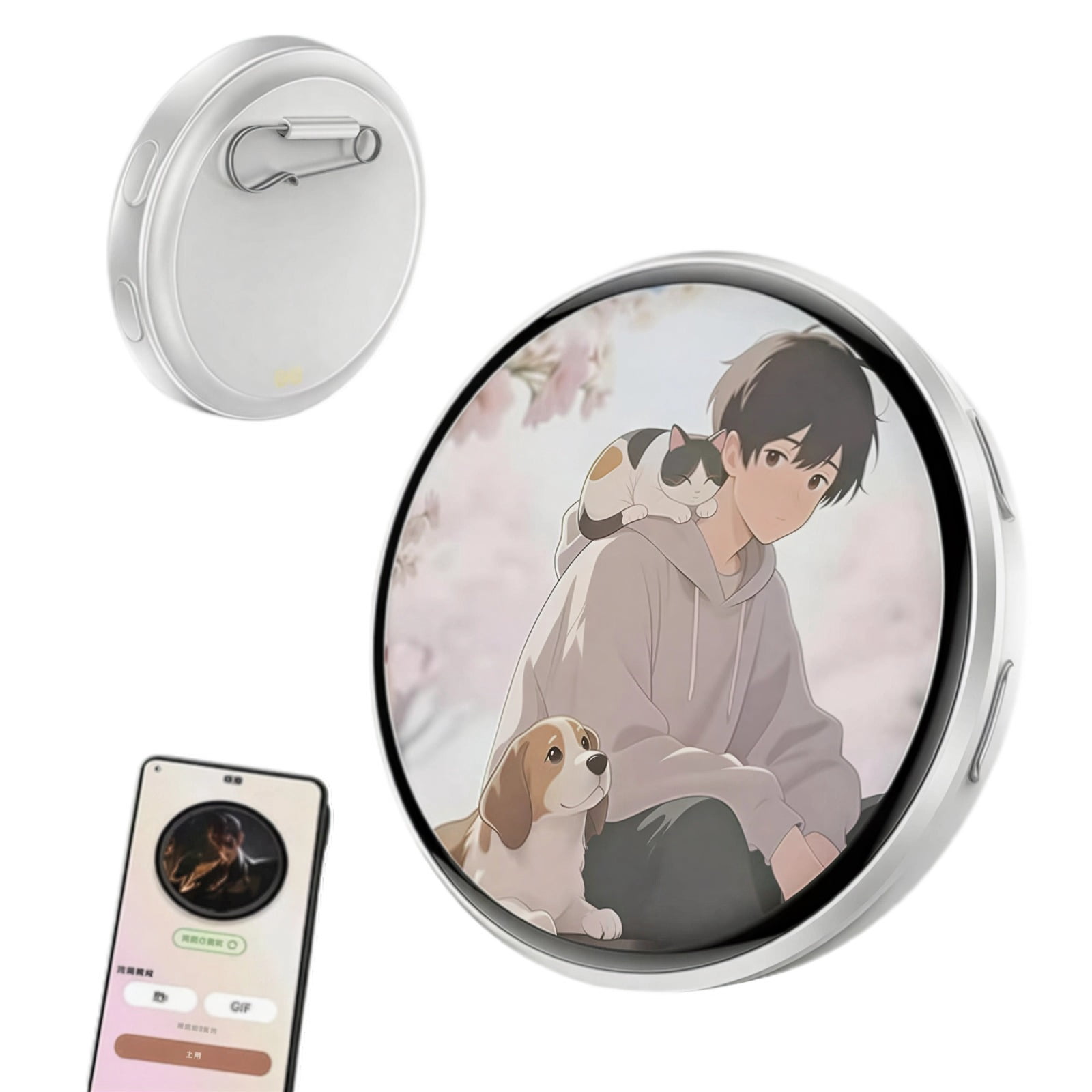 Versatile Digital Badge Pin & 1.7" HD Touchscreen Electronic Screen ...