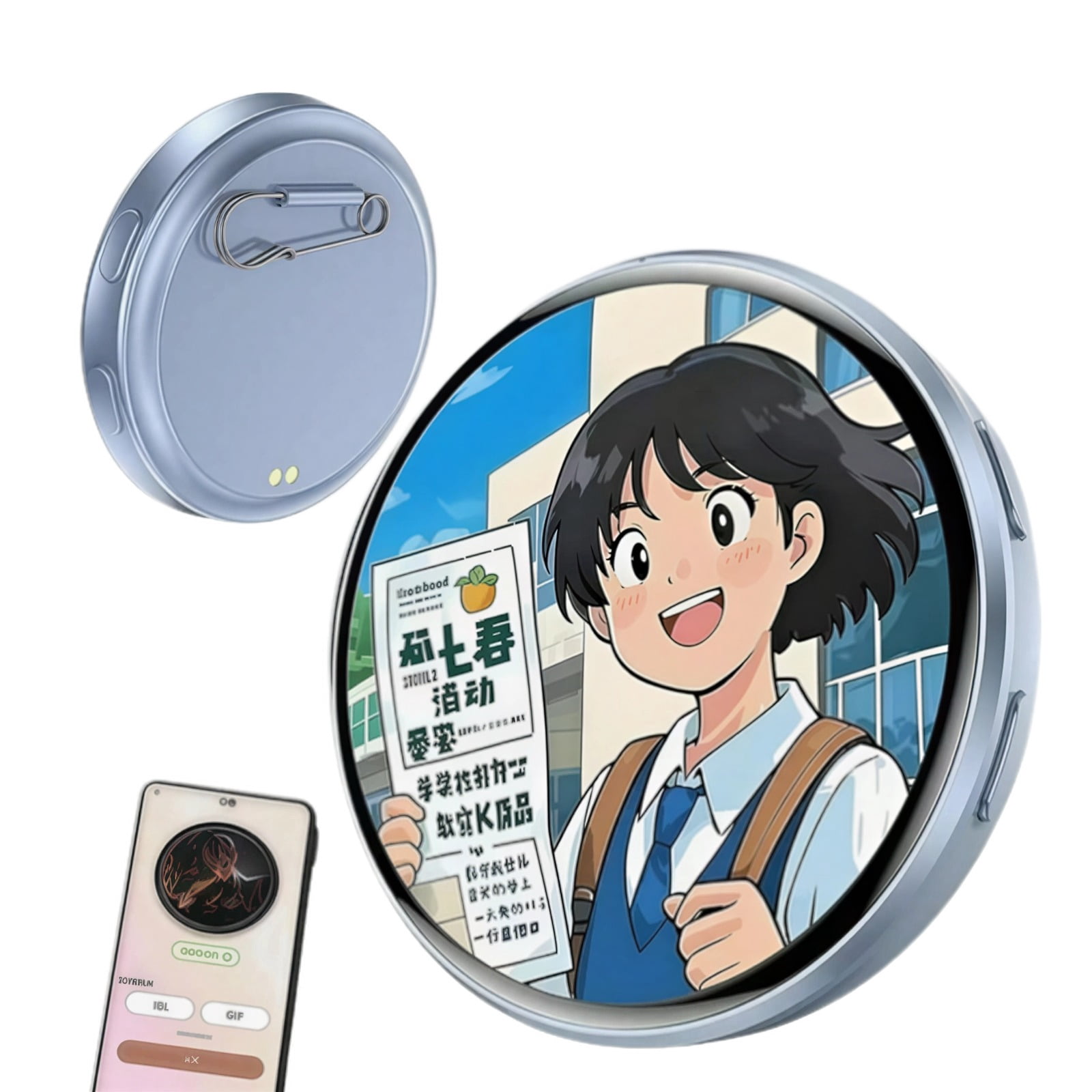 Versatile Digital Badge Pin & 1.7" HD Touchscreen Electronic Screen ...