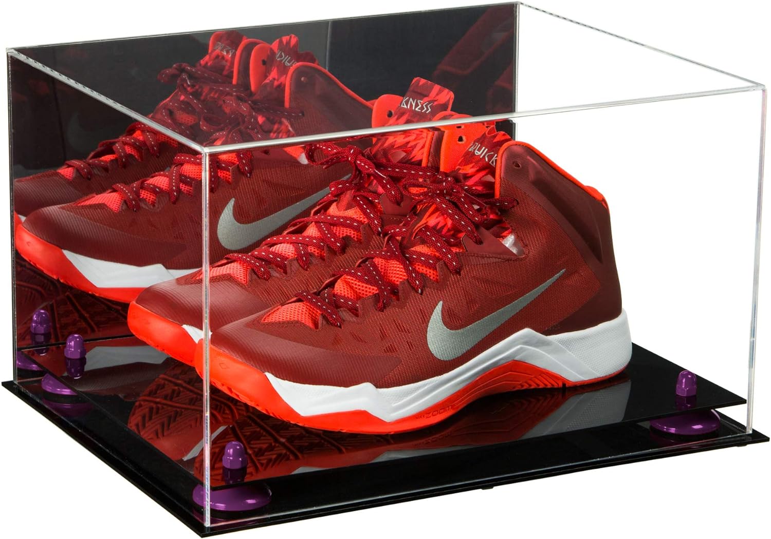 Versatile Display Case - Large Rectangle Box with Mirror, Purple Risers ...