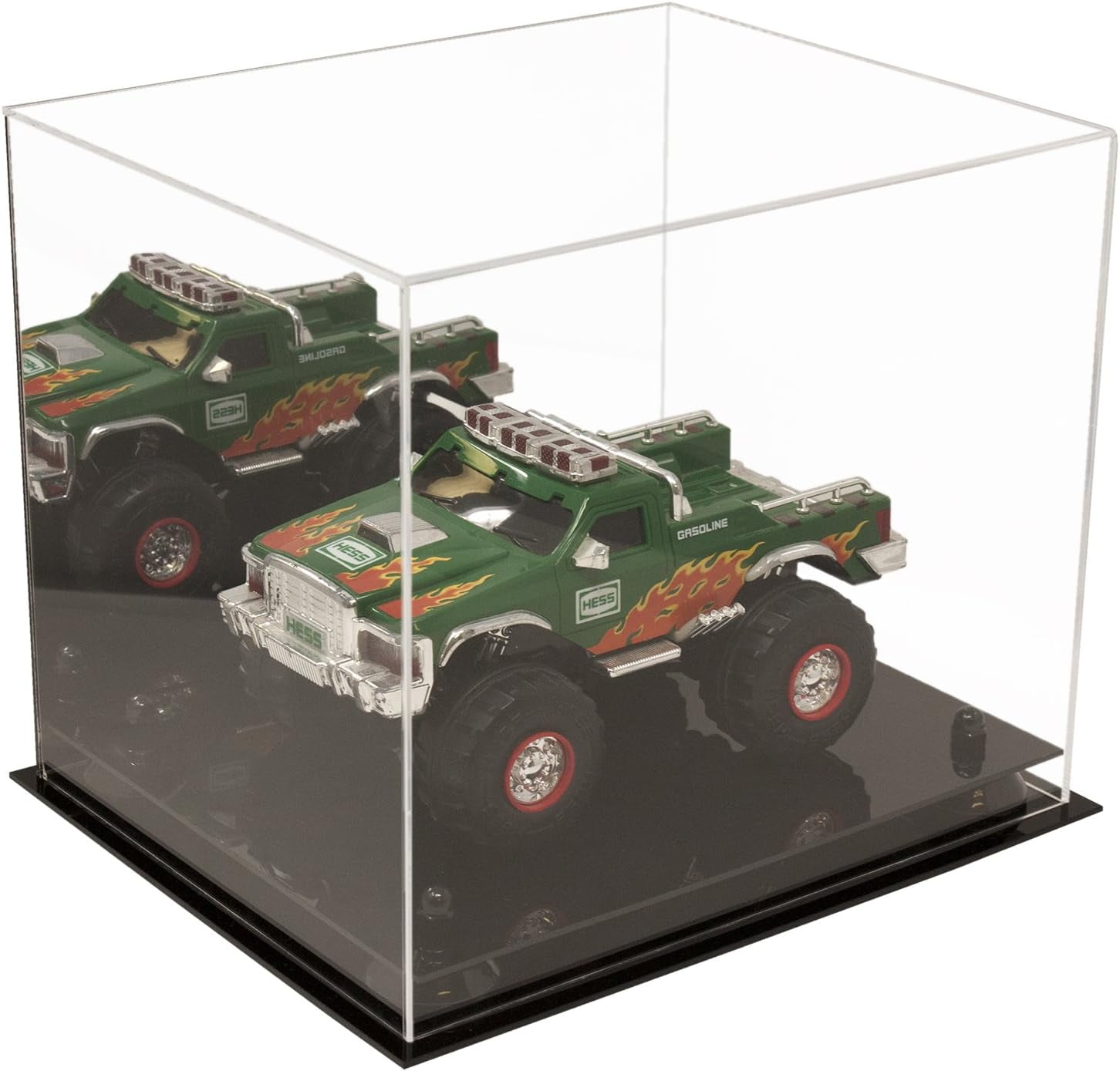 Versatile Display Case - Medium Rectangle Box with Black Risers and Mirror 12.25" x 10" x 10.5 ...