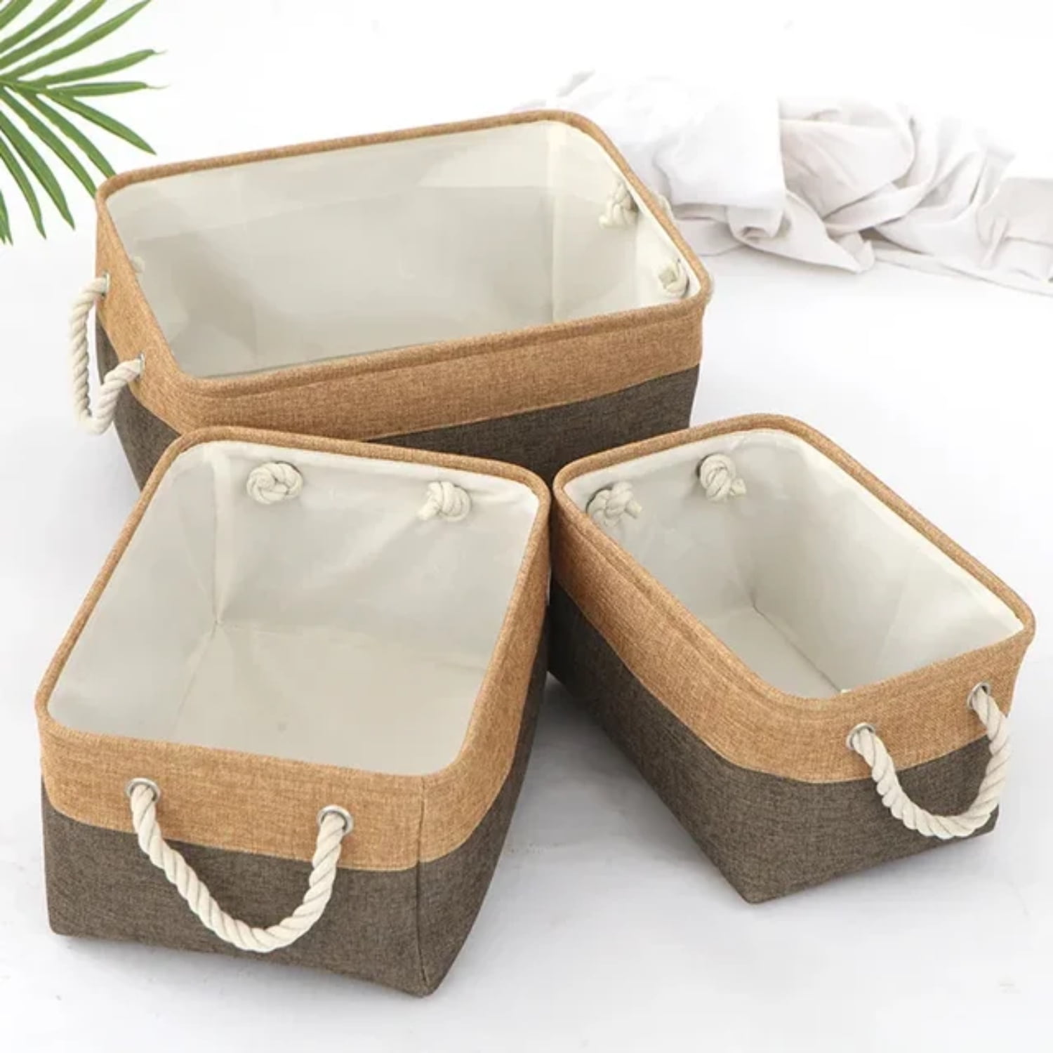 Versatile Double-layered Linen Laundry Basket with Handles for Space ...