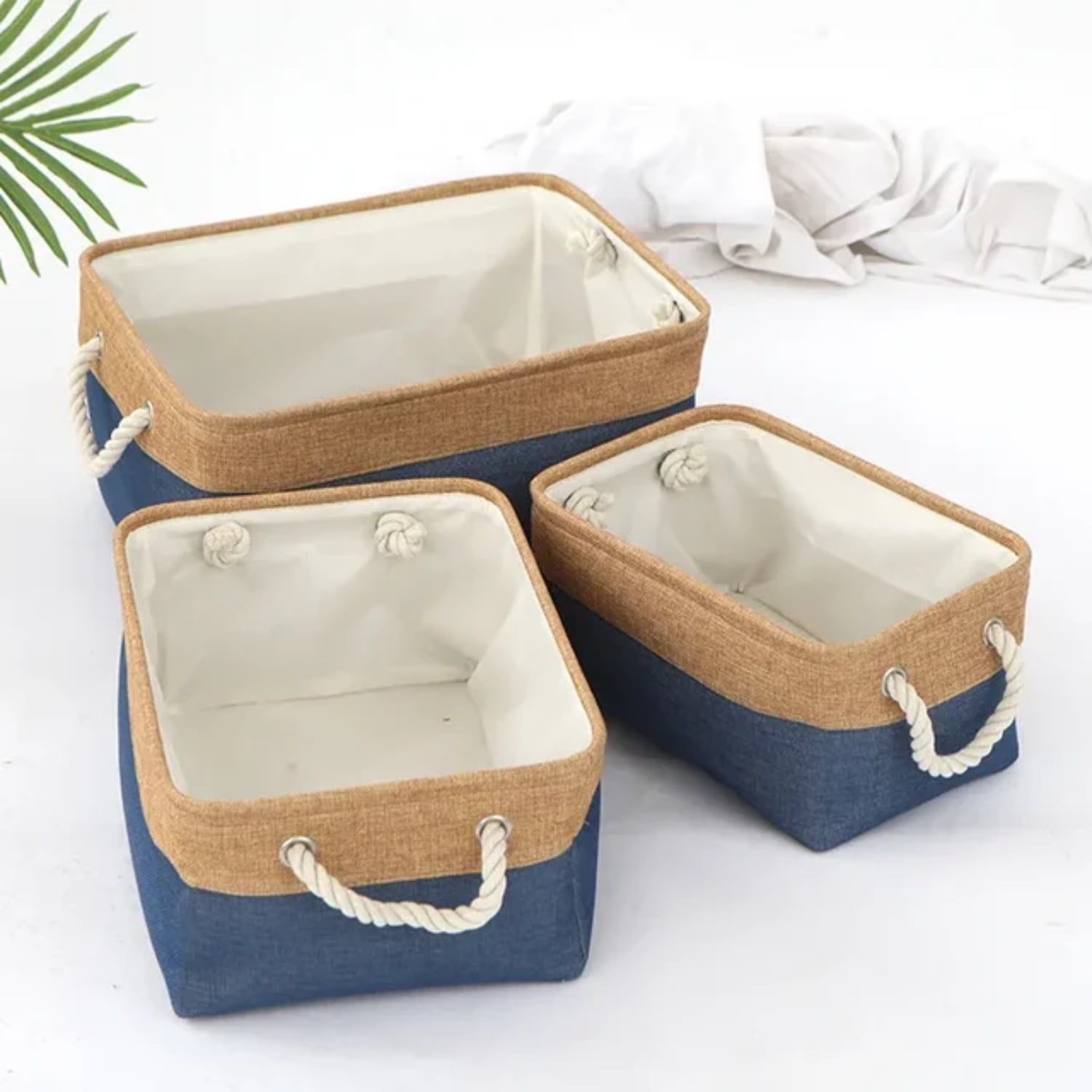 Versatile Double-layered Linen Laundry Basket with Handles for Space ...