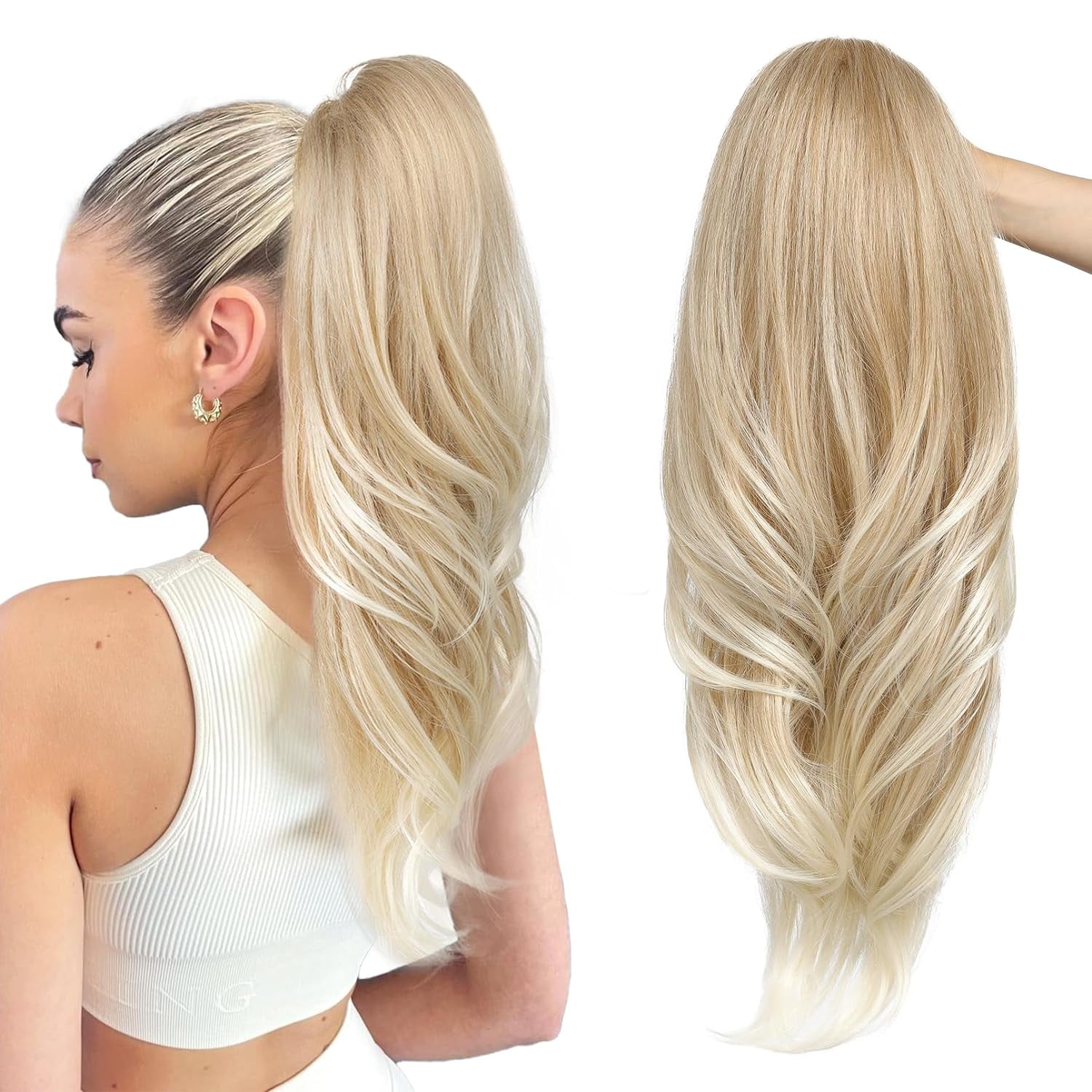 Versatile Drawstring Ponytail Extension, 26" Long Wavy Multi Layered ...