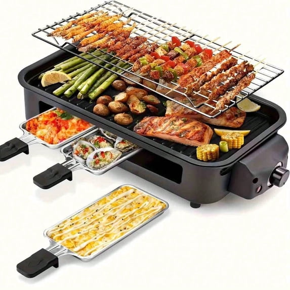 Versatile Electric Grill: Smokeless Indoor BBQ, Portable Griddle. Non ...