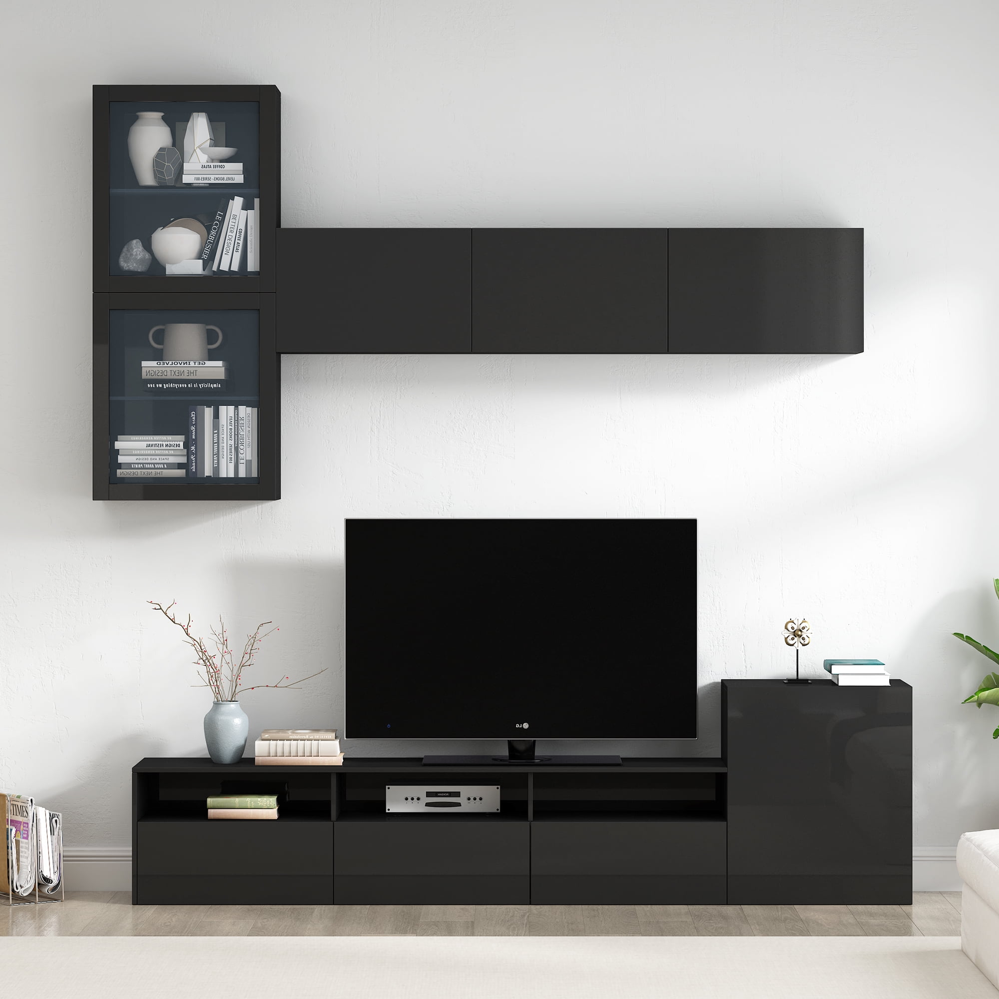 Versatile Entertainment Center with Wall Mounted Floating Storage ...