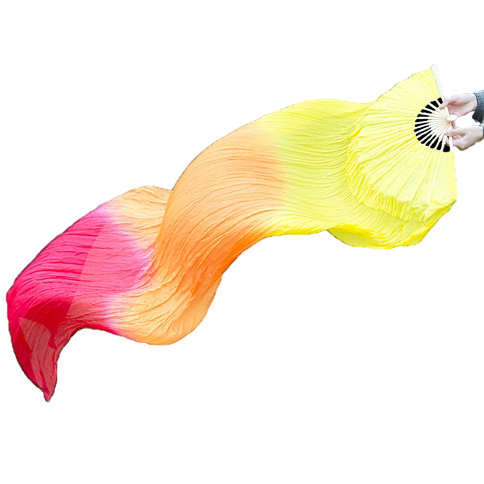 Versatile Faux Silk Belly Dance Fan Veils Long Folding Fans for ...