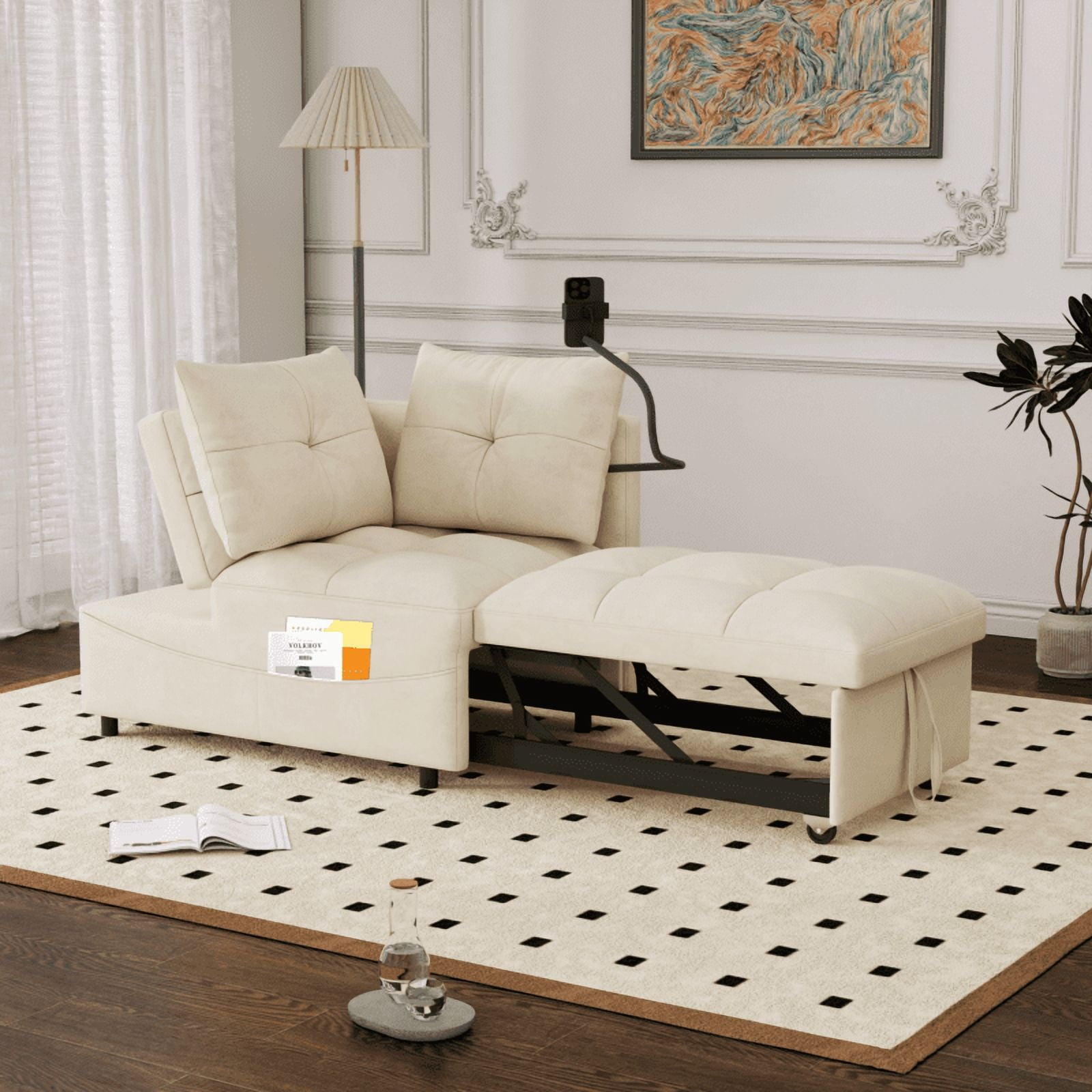 Versatile Foldable Sofa Bed - 3 Lengths, Velvet Pull-Out Sleeper ...