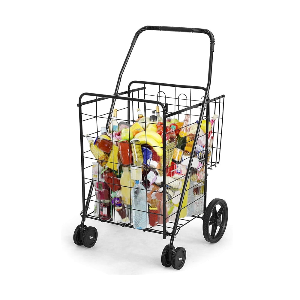 Versatile Folding Shopping Cart, Lightweight Metal Rolling Cart with ...
