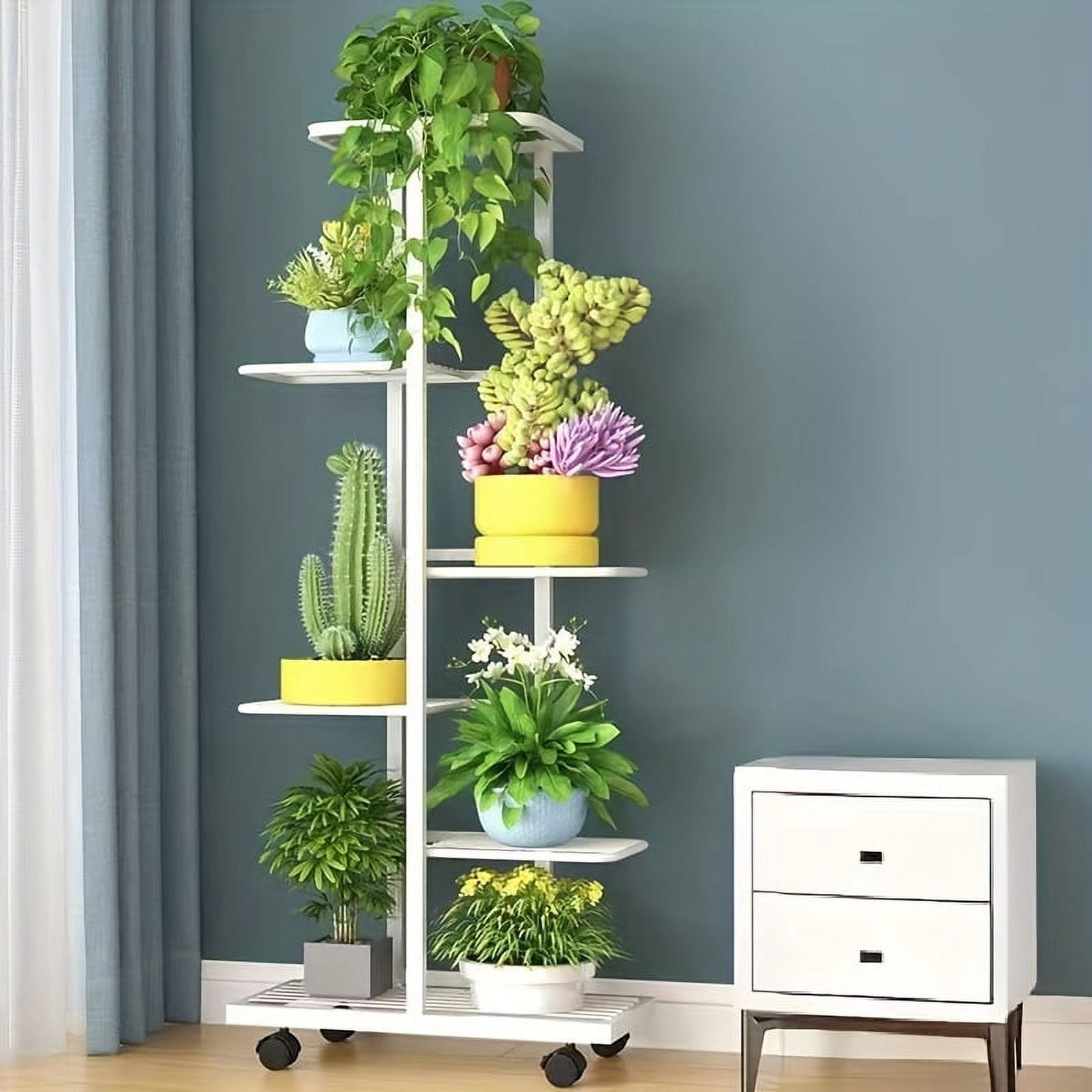 Versatile Indoor/Outdoor Metal Flower Stand With Sliding Wheels - Multi ...