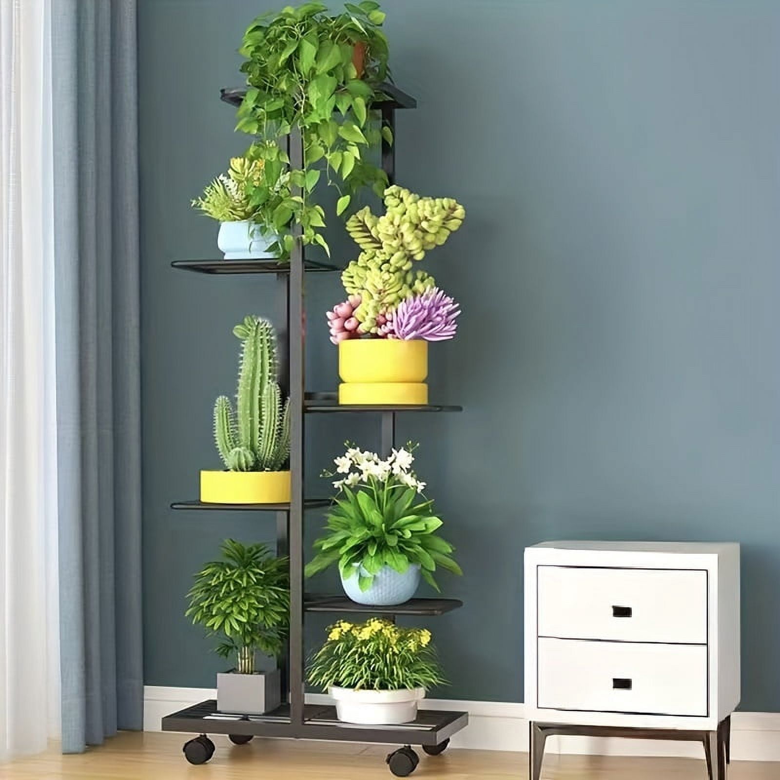 Versatile Indoor/Outdoor Metal Flower Stand With Sliding Wheels - Multi ...