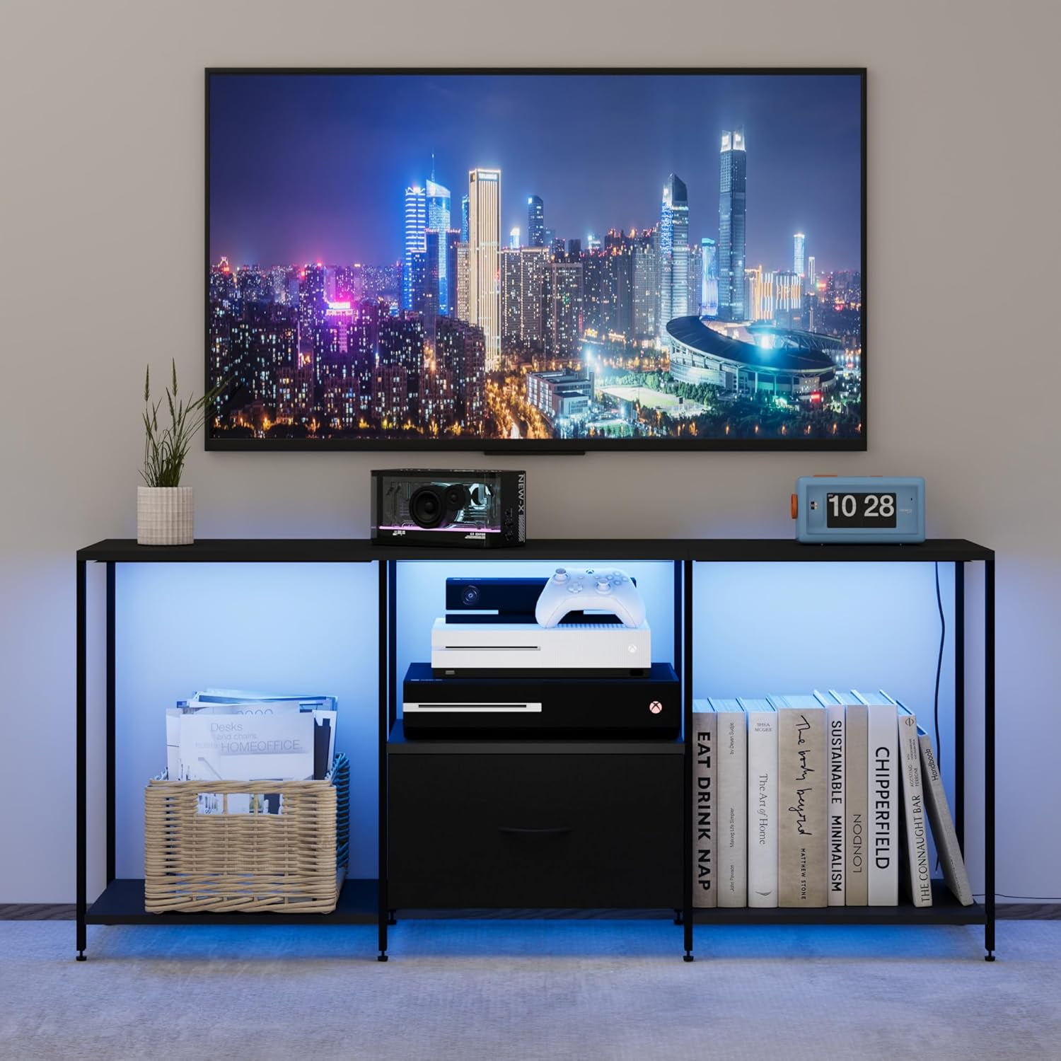 Versatile LED TV Stand for 55 Inch TVs with 12 Lighting Modes and ...