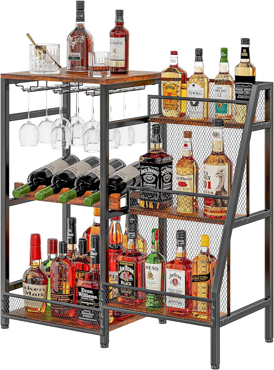 Versatile Liquor Stand for Home Bar, Wine Rack Freestanding Floor, Mini ...