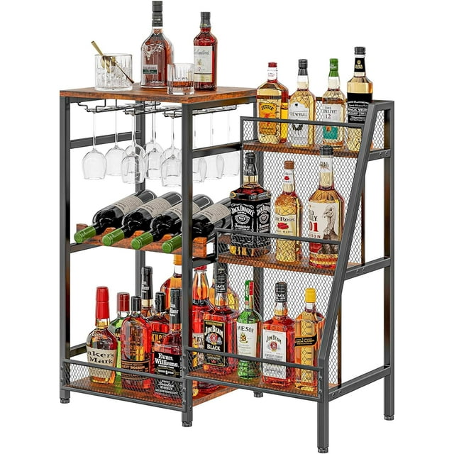 Versatile Liquor Stand for Home Bar, Wine Rack Freestanding Floor, Mini ...
