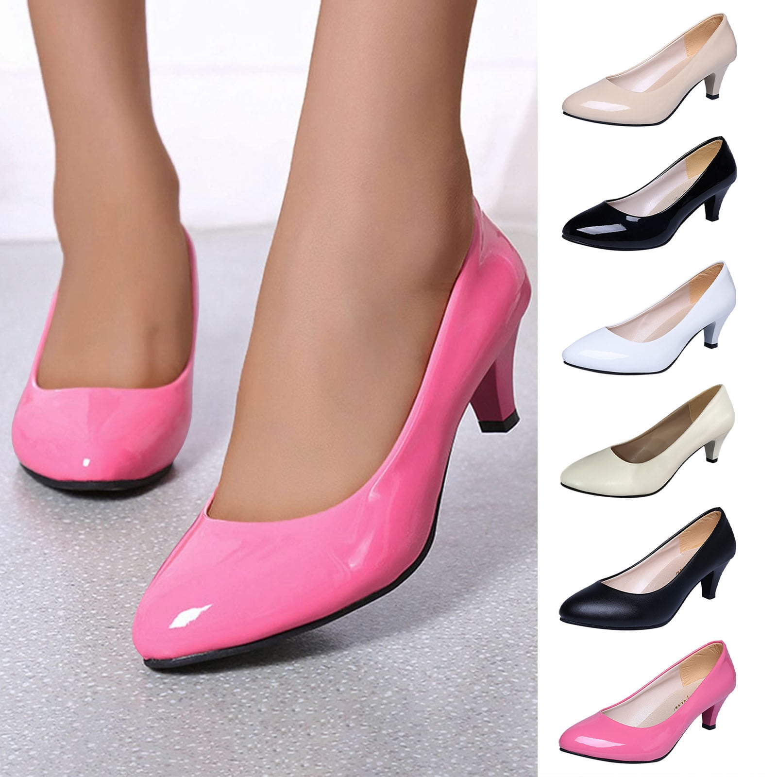 Versatile Medium Heeled Four Season Women's Loose Feet Shallow Mouth ...