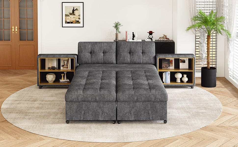 Versatile Modular Sofa Bed with Dual Storage Racks – Convertible Design ...