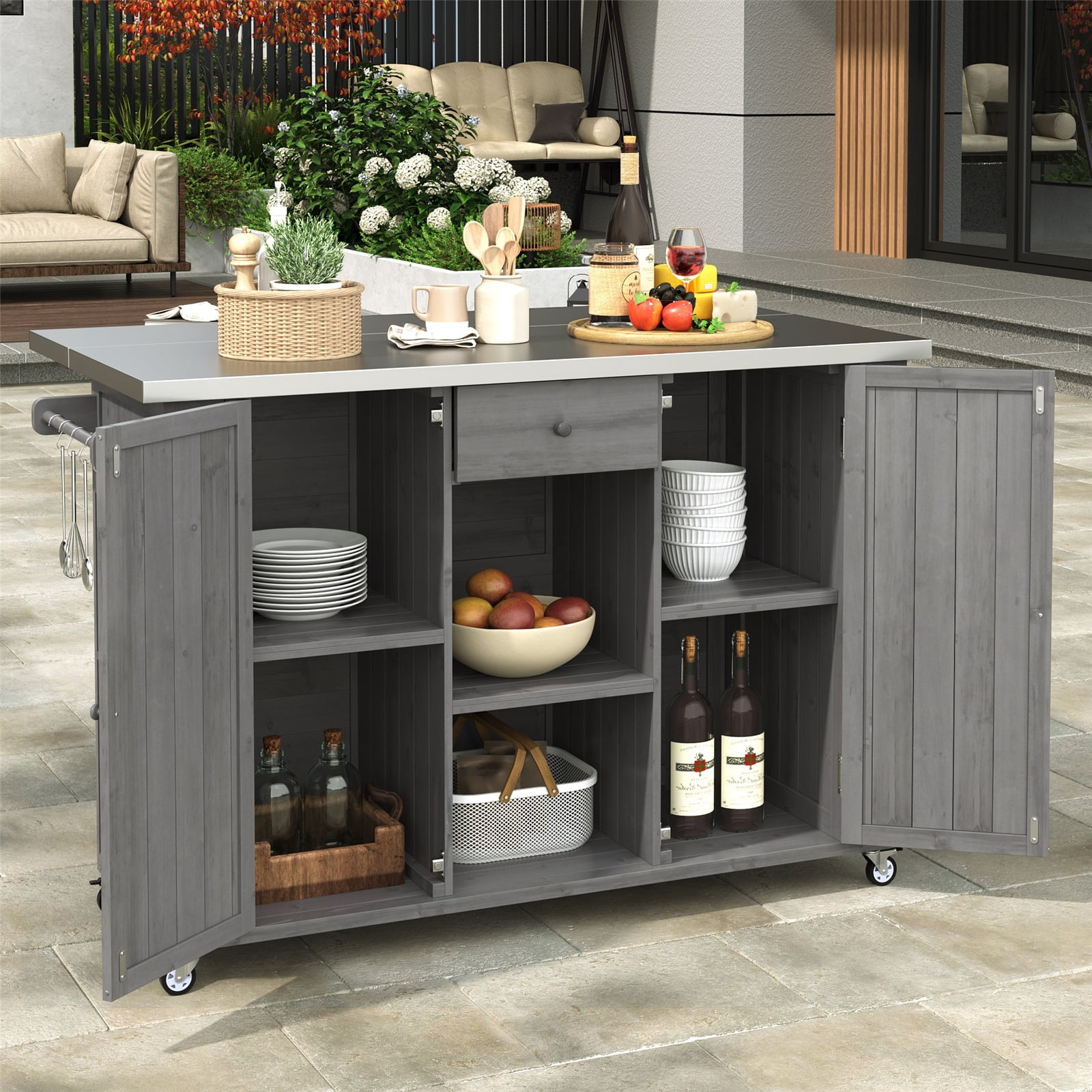 Versatile Outdoor Cabinet With Folding & Expandable Work Surfaces ...